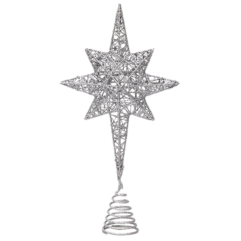 Gregiular Silver Glitter Bethlehem Star Tree Topper for Xmas Tree ...