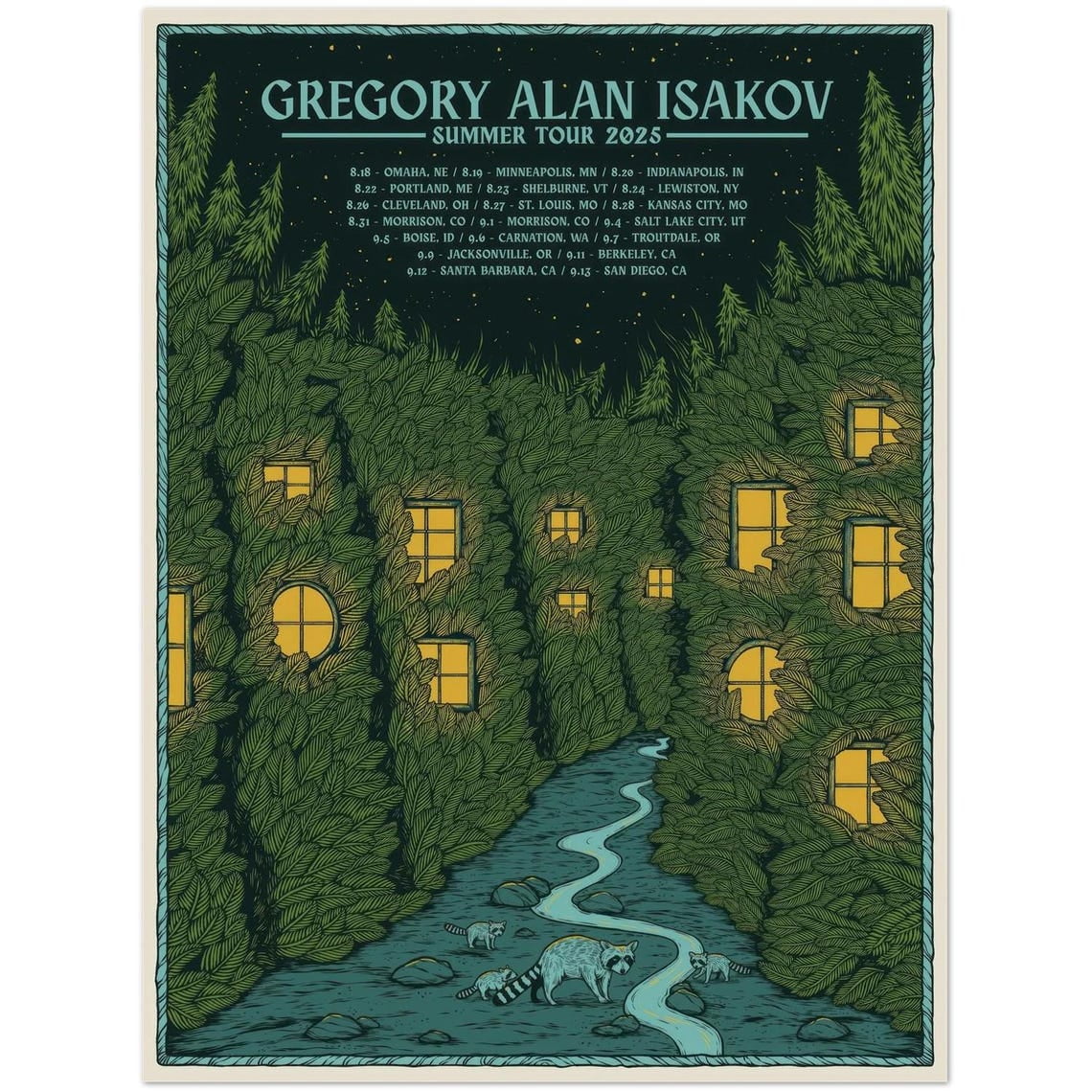 Gregory Alan Isakov Summer Tour 2025 #2199, Unframed Poster Size 8x12 ...