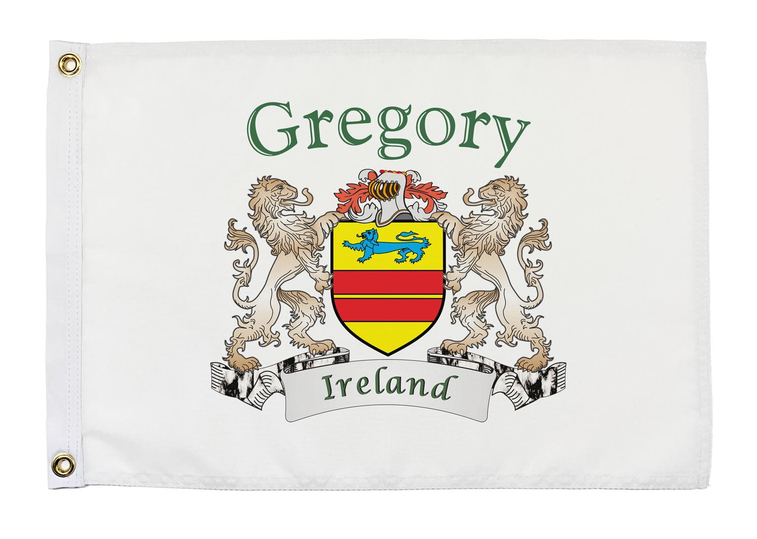 Gregory Irish Coat of Arms Small White Flag - 16"x10.5" inches ...