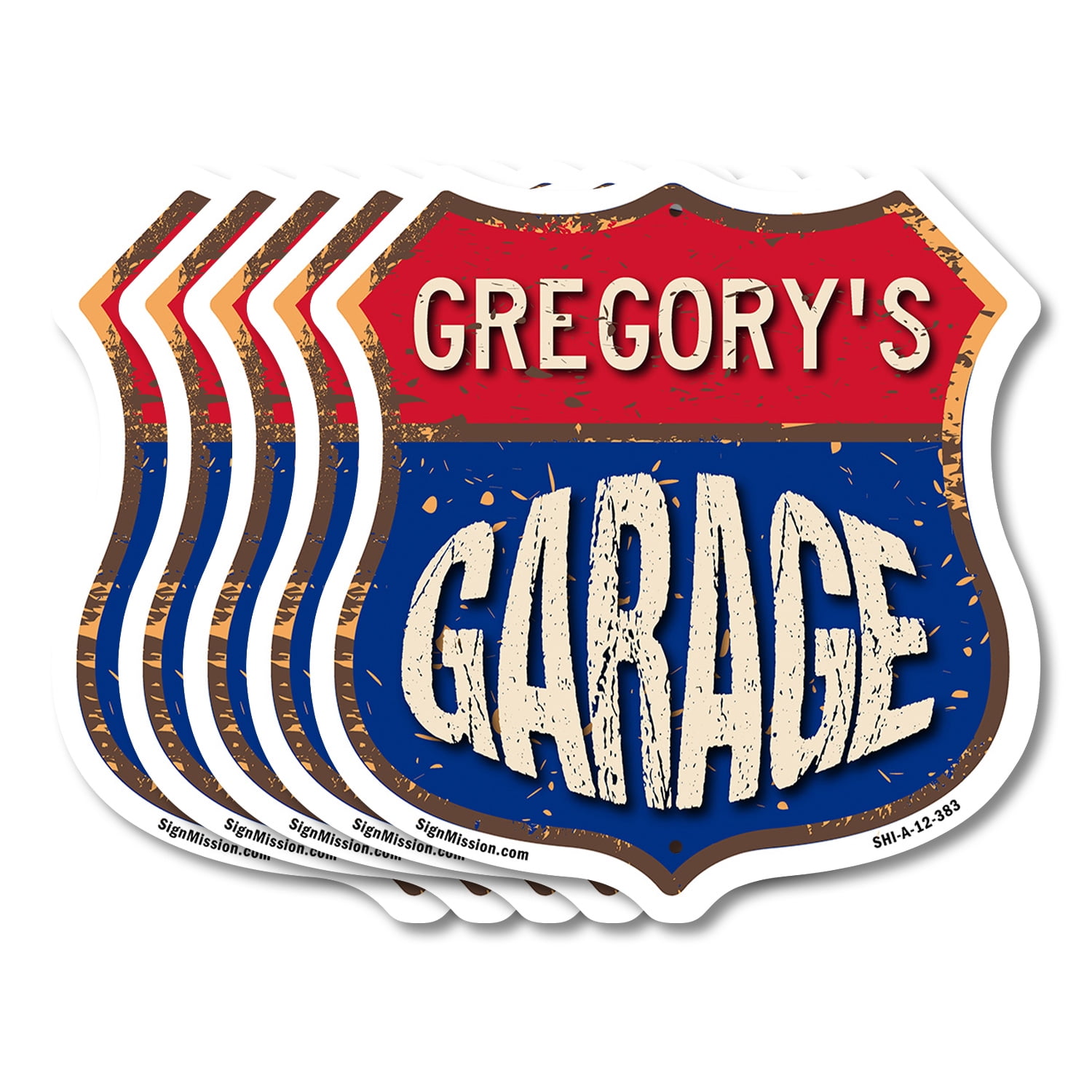Gregory's Garage (5 Pack) 12 inch X 12 inch Shield-Shaped Rust-Free ...