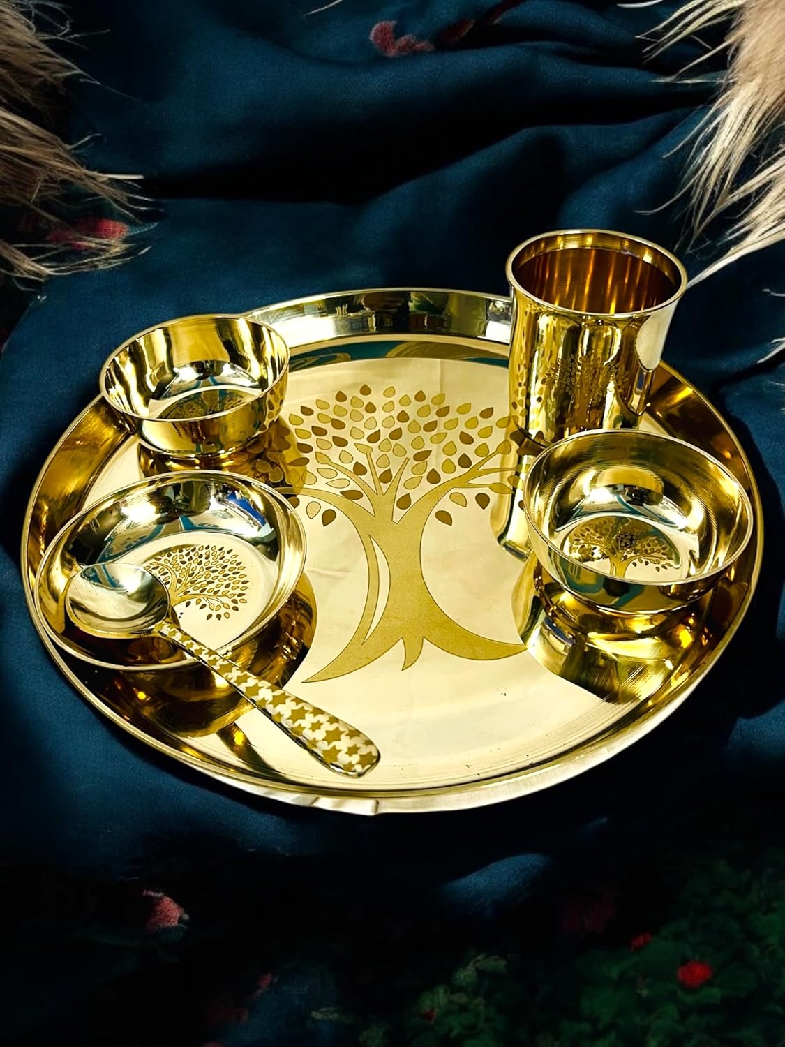 Grehshobha Premium 6Piece Kansa Dinner Set Ayurvedic Bronze Maharaja ...