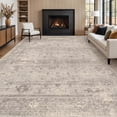 Greige 8x10 Washable Area Rug for Living Room, Organic Modern ...
