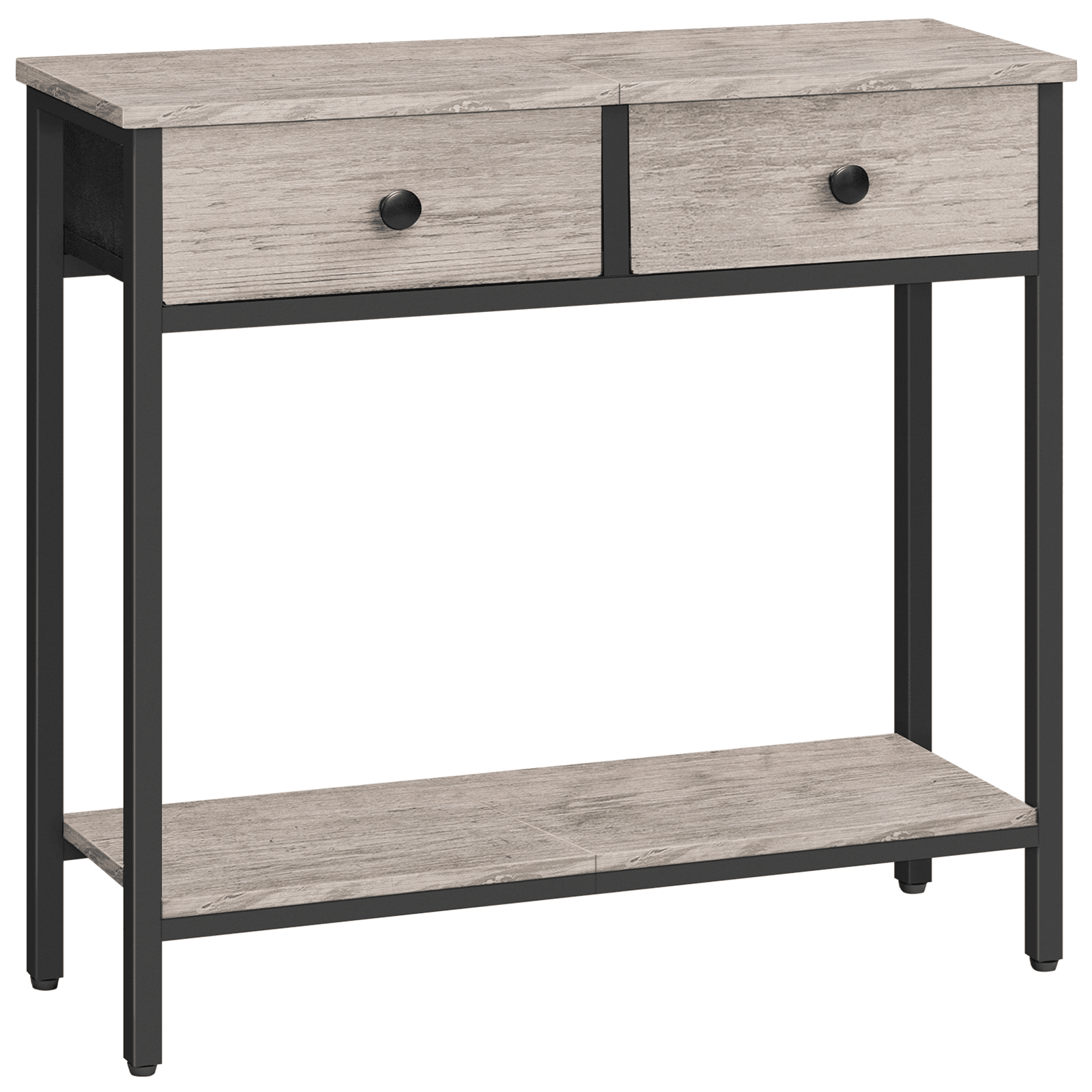 Greige And Black, Rustic Brown And Black, 29.5" Narrow Console Table ...