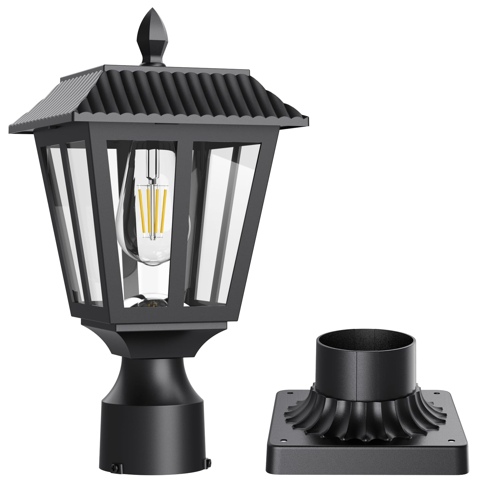 Greluna Solar Post Lights, Dusk to Dawn Solar Lamp Post Light with Pier ...