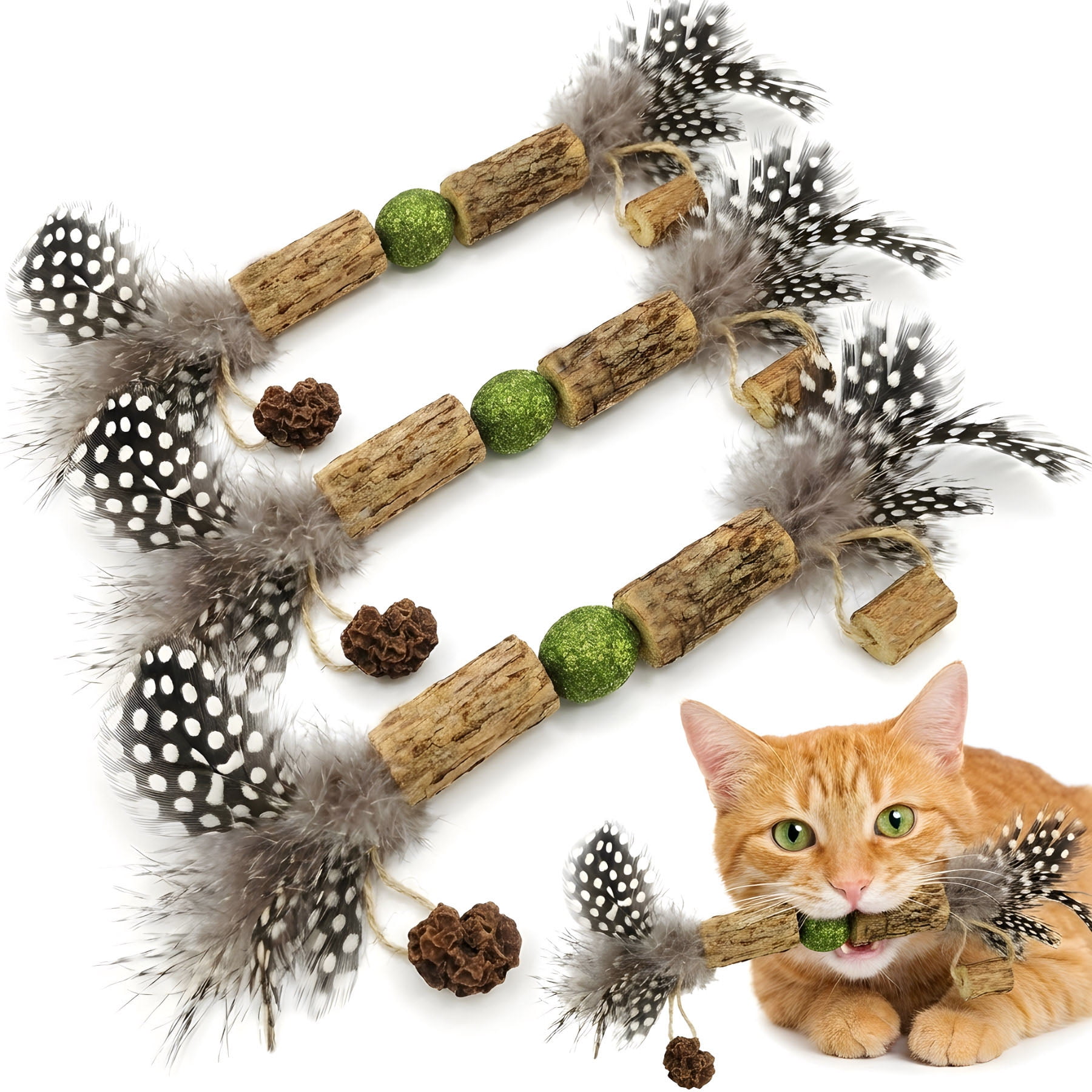 Grembeb Cat Toy 10Pack Silvervine Feather Indoor Catnip Ball Chew ...