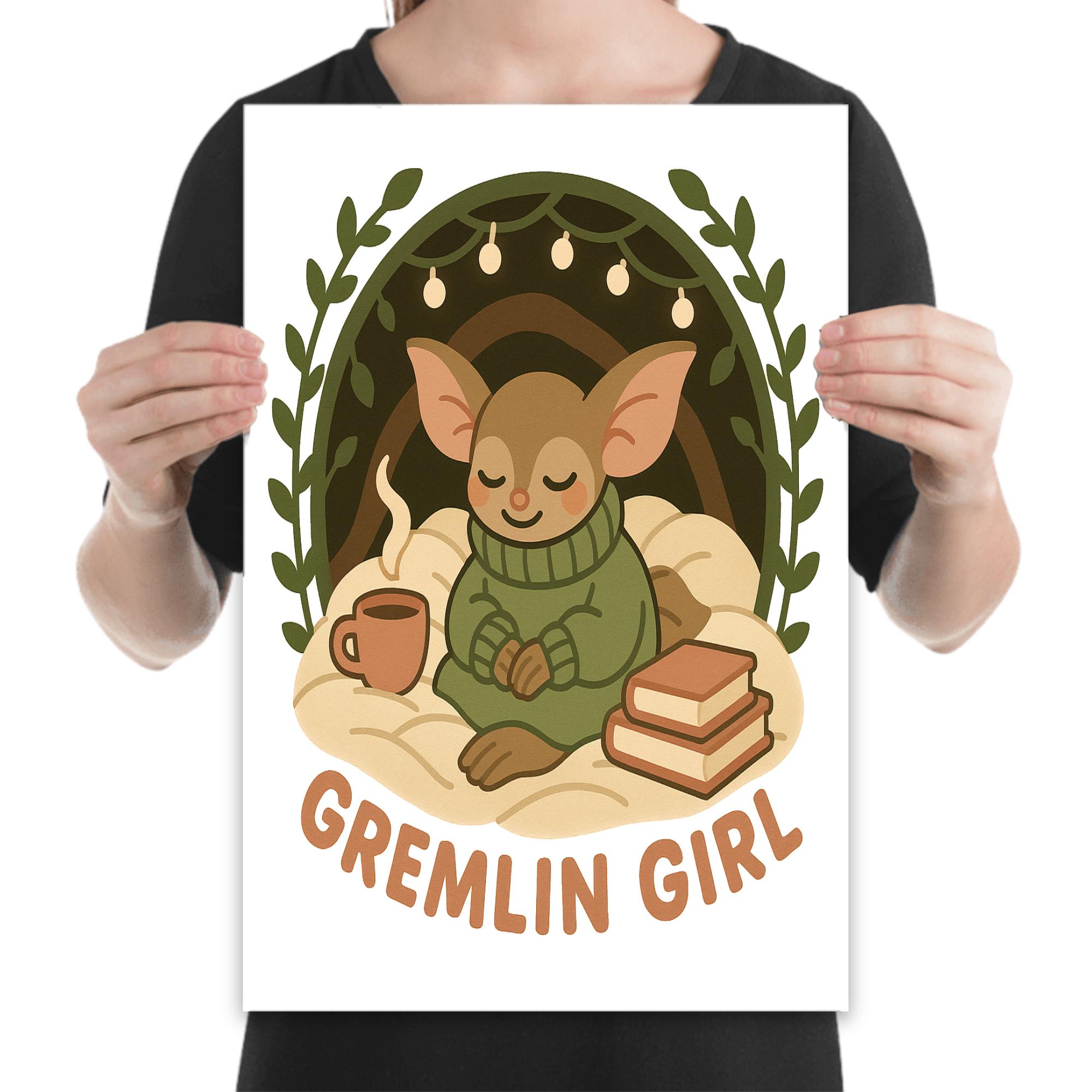 Gremlin Girl Cozy, 13x19 poster for bedrooms and reading nooks and self ...