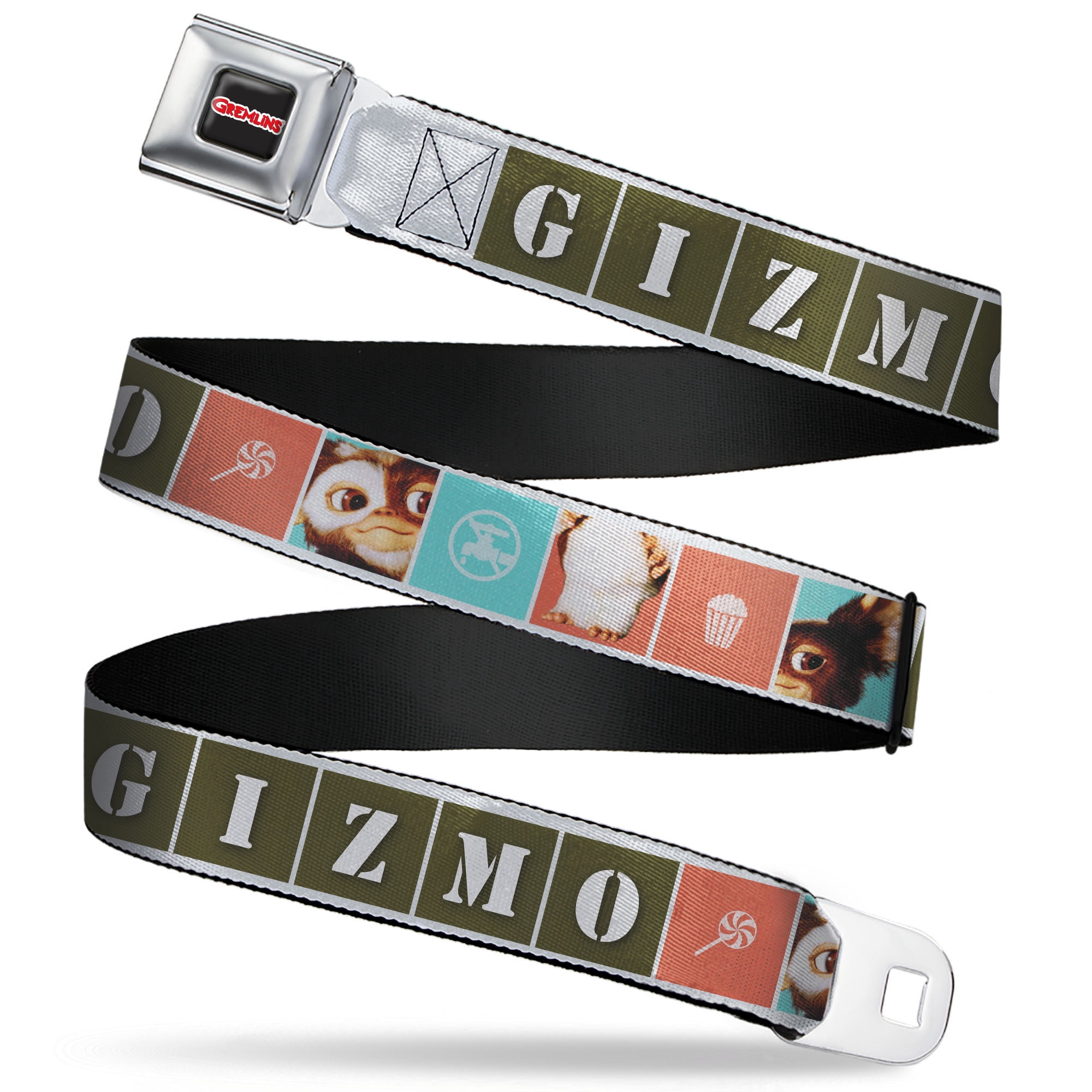 Gremlins Belt, Seatbelt Buckle Belt, Gremlins Gizmo Text and Pose ...