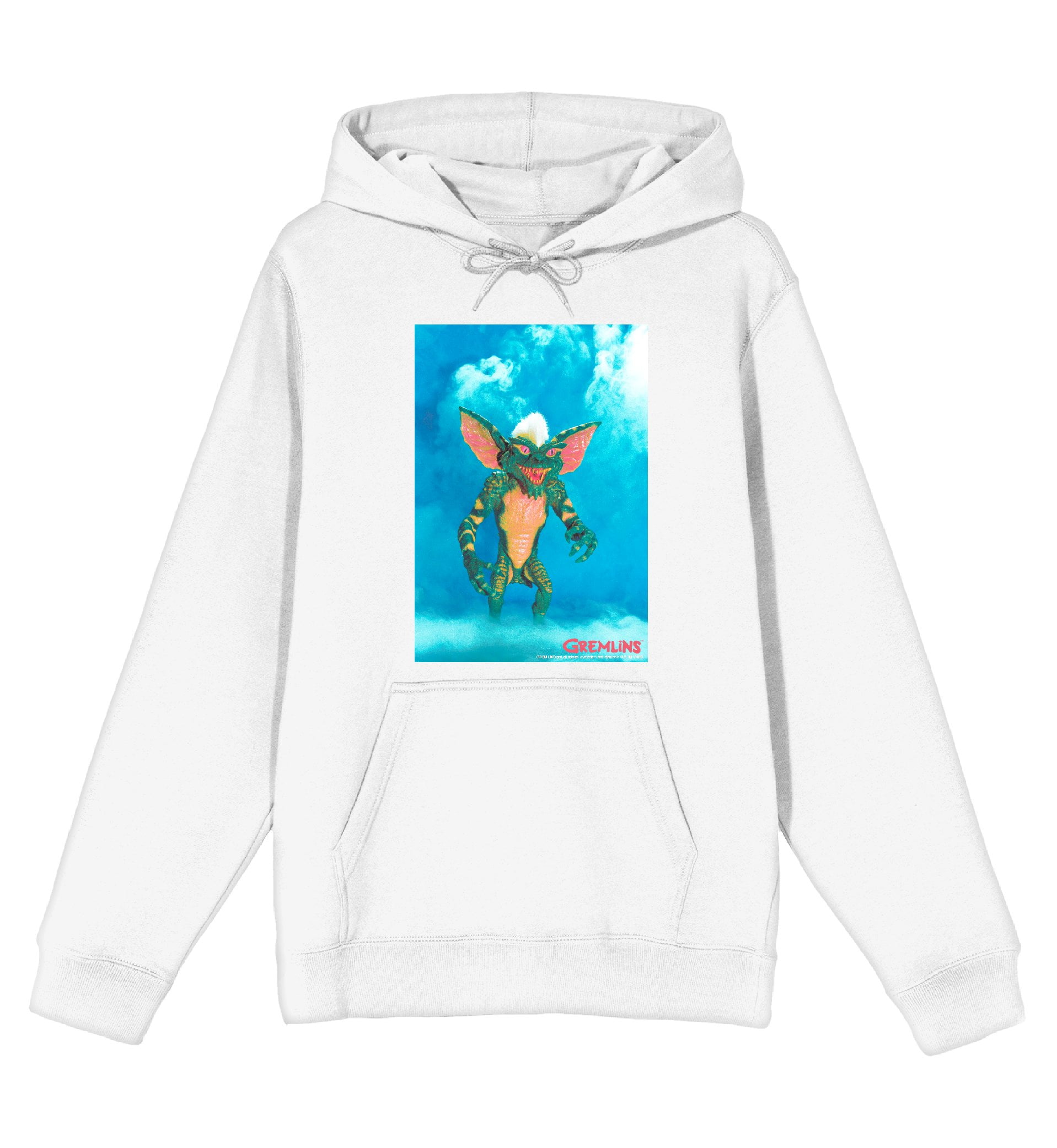 Gremlins Monster On Smoky Background Adult White Long Sleeve Hoodie-XL ...