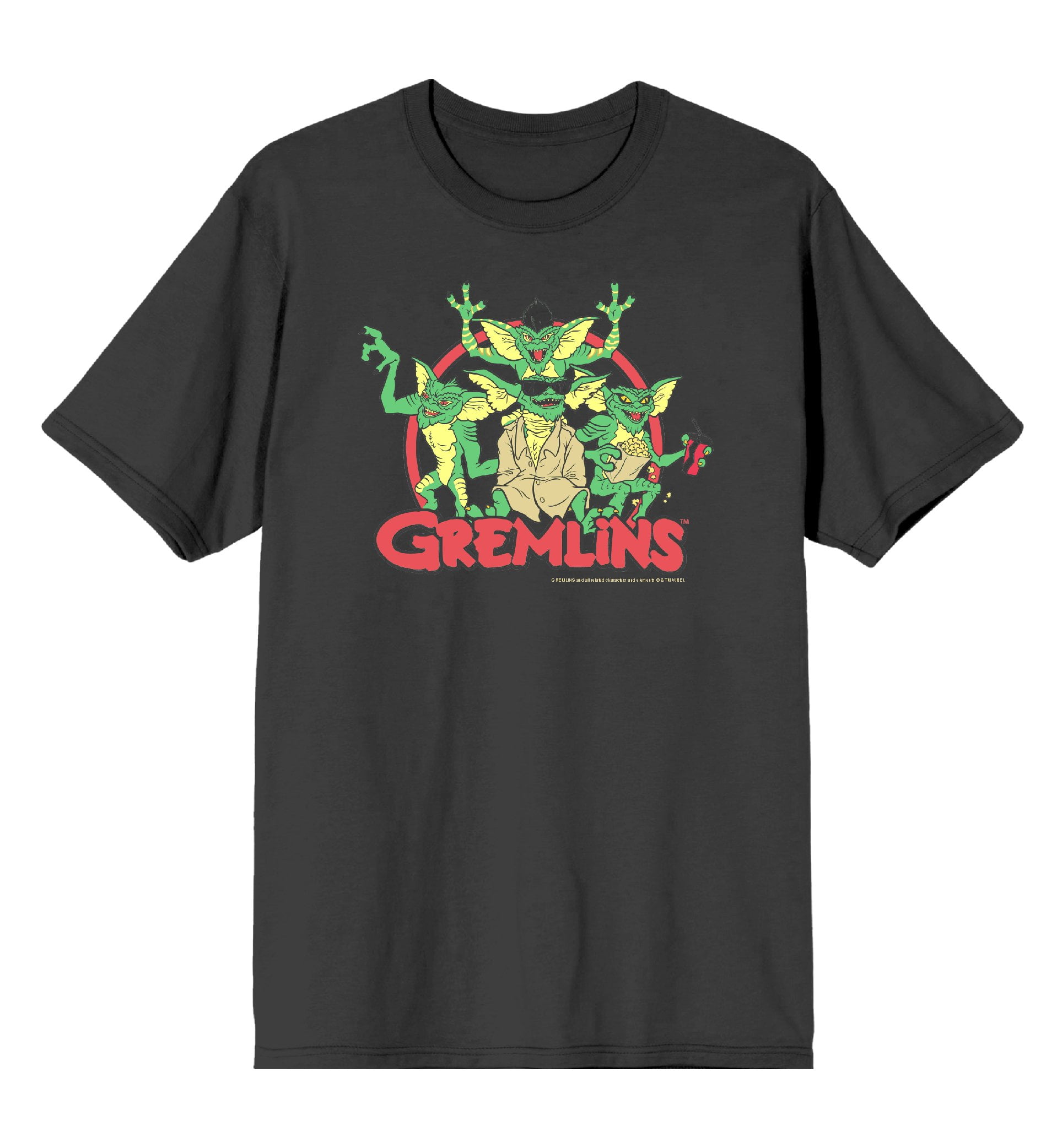 Gremlins Red Circle Logo Men's Charcoal Crew Neck Short Sleeve Tee-XL ...