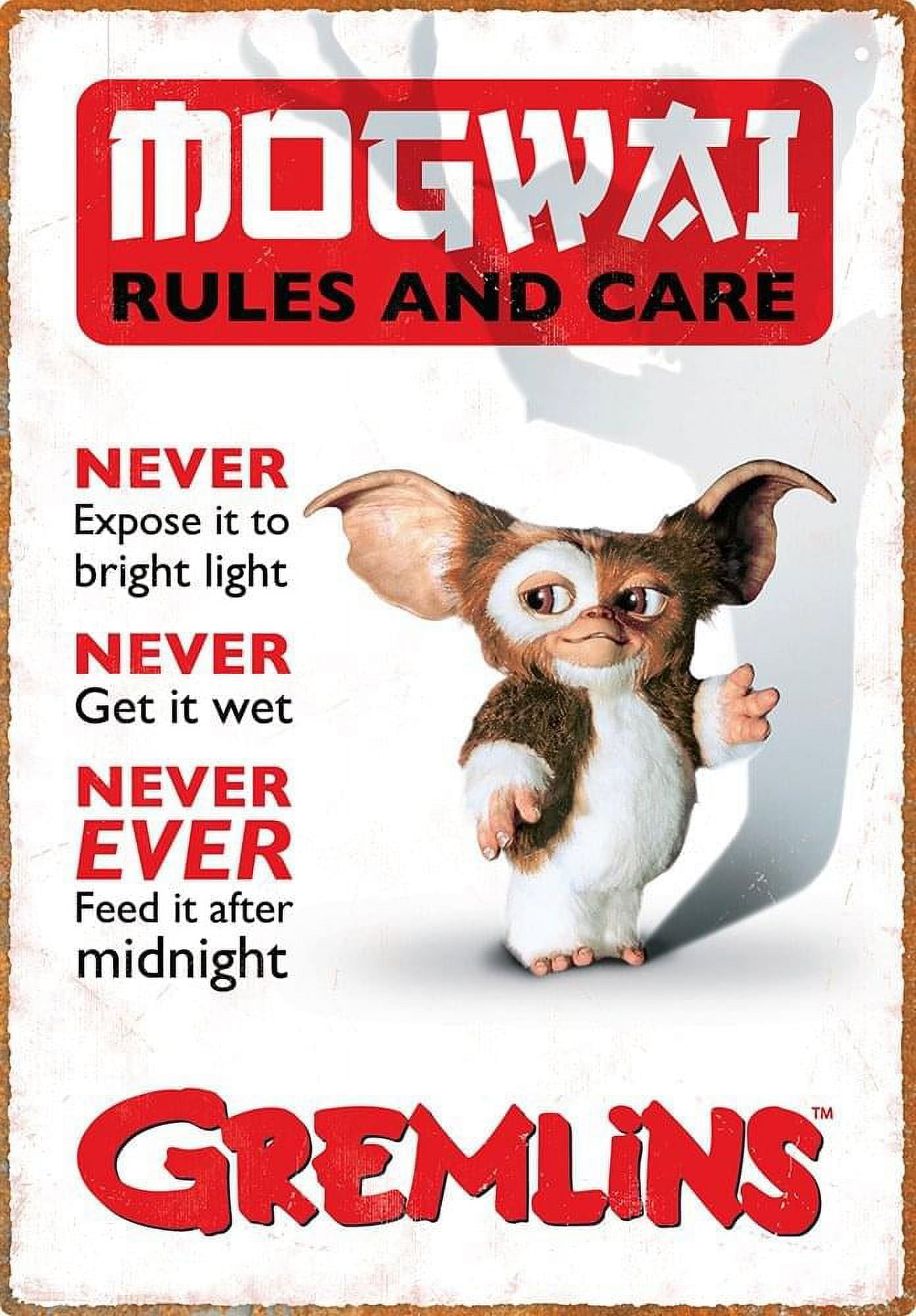 Gremlins Rules Tin Sign Poster Mogwai Care Guidelines Photo 8" x 11.5 ...