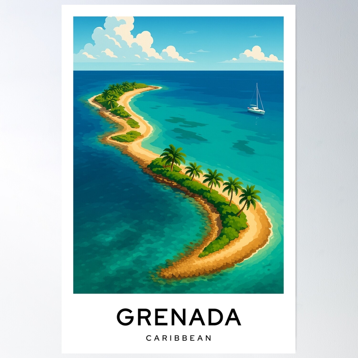 Grenada Caribbean Island Poster Poster Wall Art, Modern Wall Decor ...