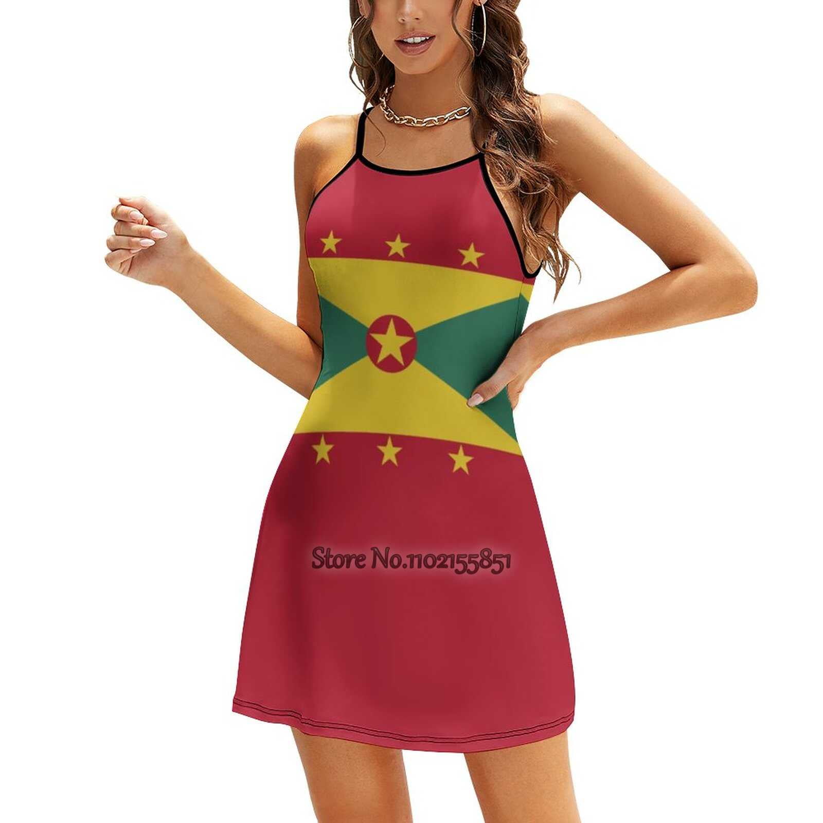 Grenada Flag Back Lacing Backless Dress Square Neck Dress Fashion ...