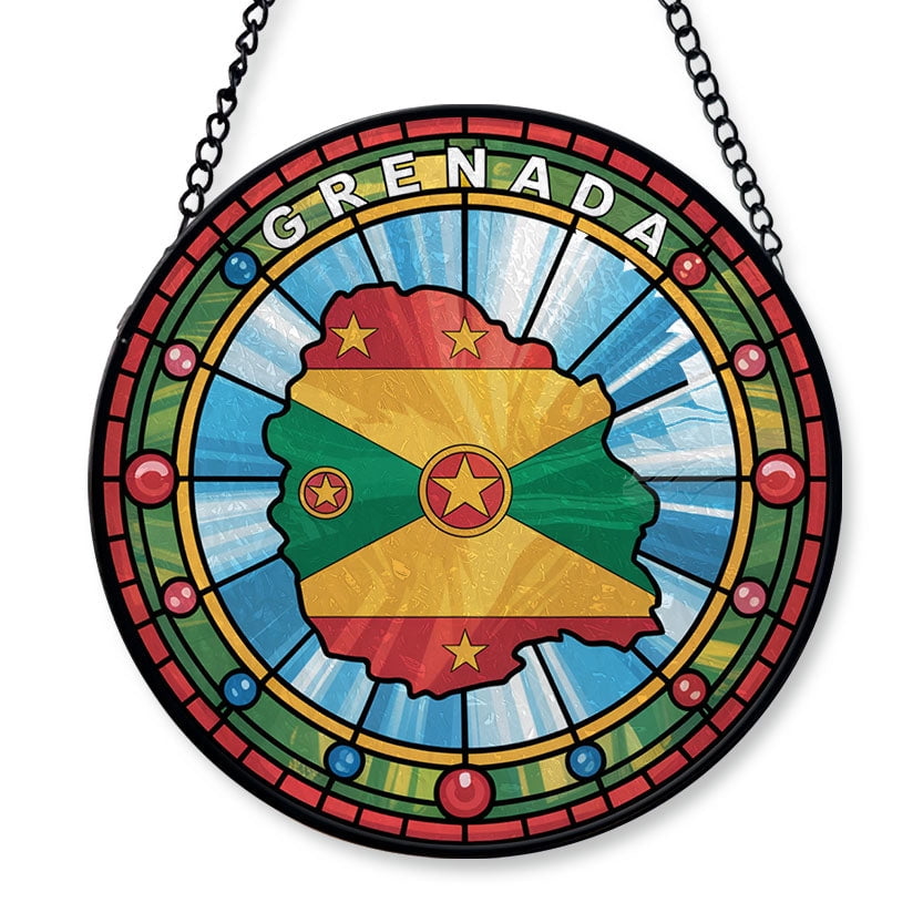 Grenada Travel Decor Suncatcher Stained Glass Window Hanging, Gift for ...