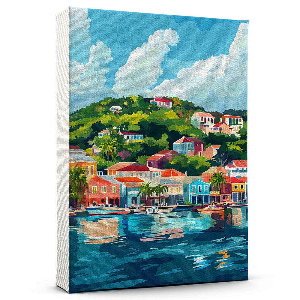 Grenadas Travel Canvas, Caribbean Canvas Print vintage, Colorful ...