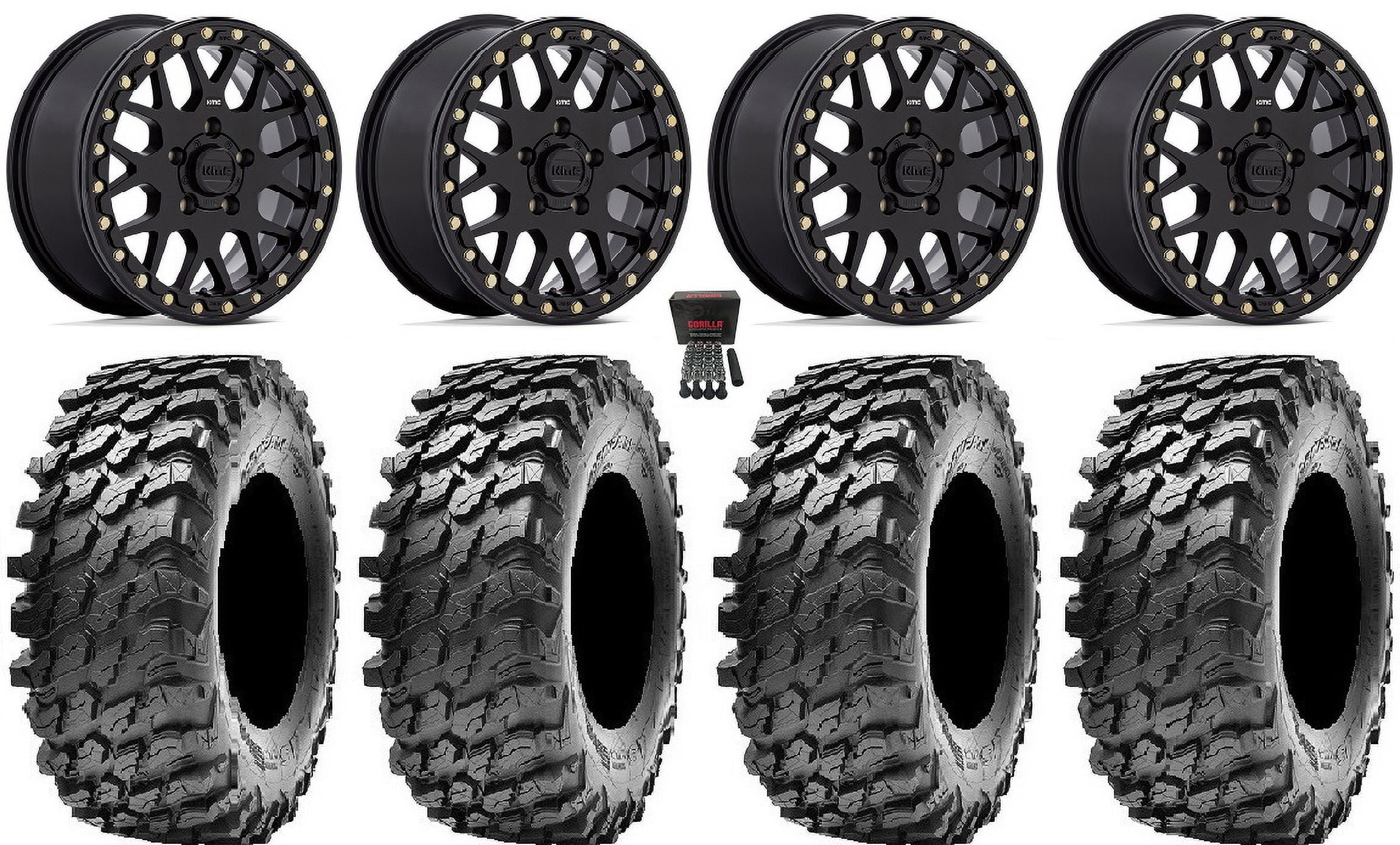 Grenade KS235 Bdlk 15" Wheels Bk 32" Rampage Tires Polaris RZR Turbo R ...