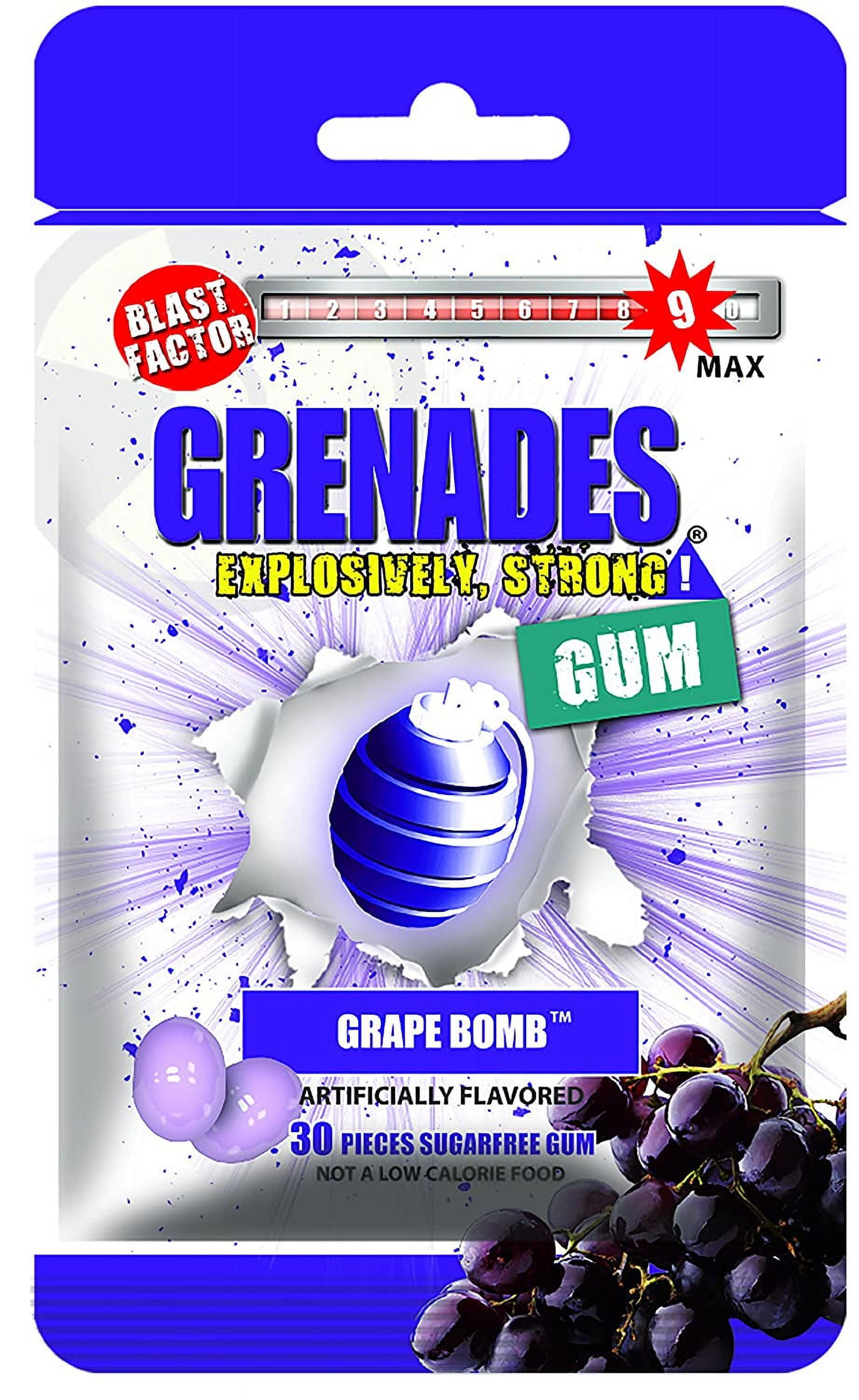 Grenades Gum - 30ct Bag - STRONG MINT GUM (Grape Bomb)) - Walmart.com