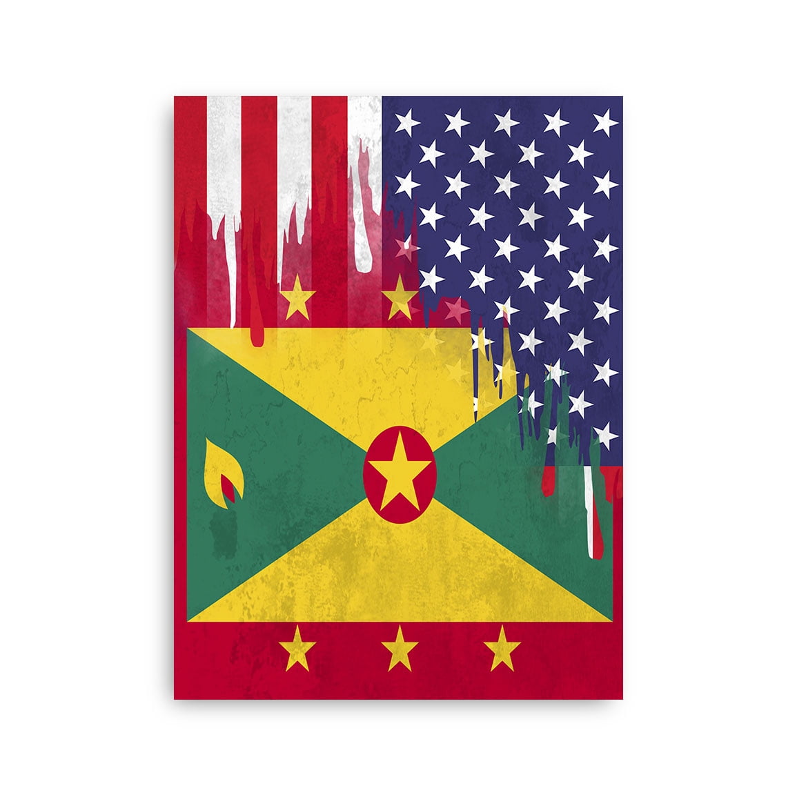 Grenadian American Flag Wall Art Friendship USA Grenada Roots Poster ...