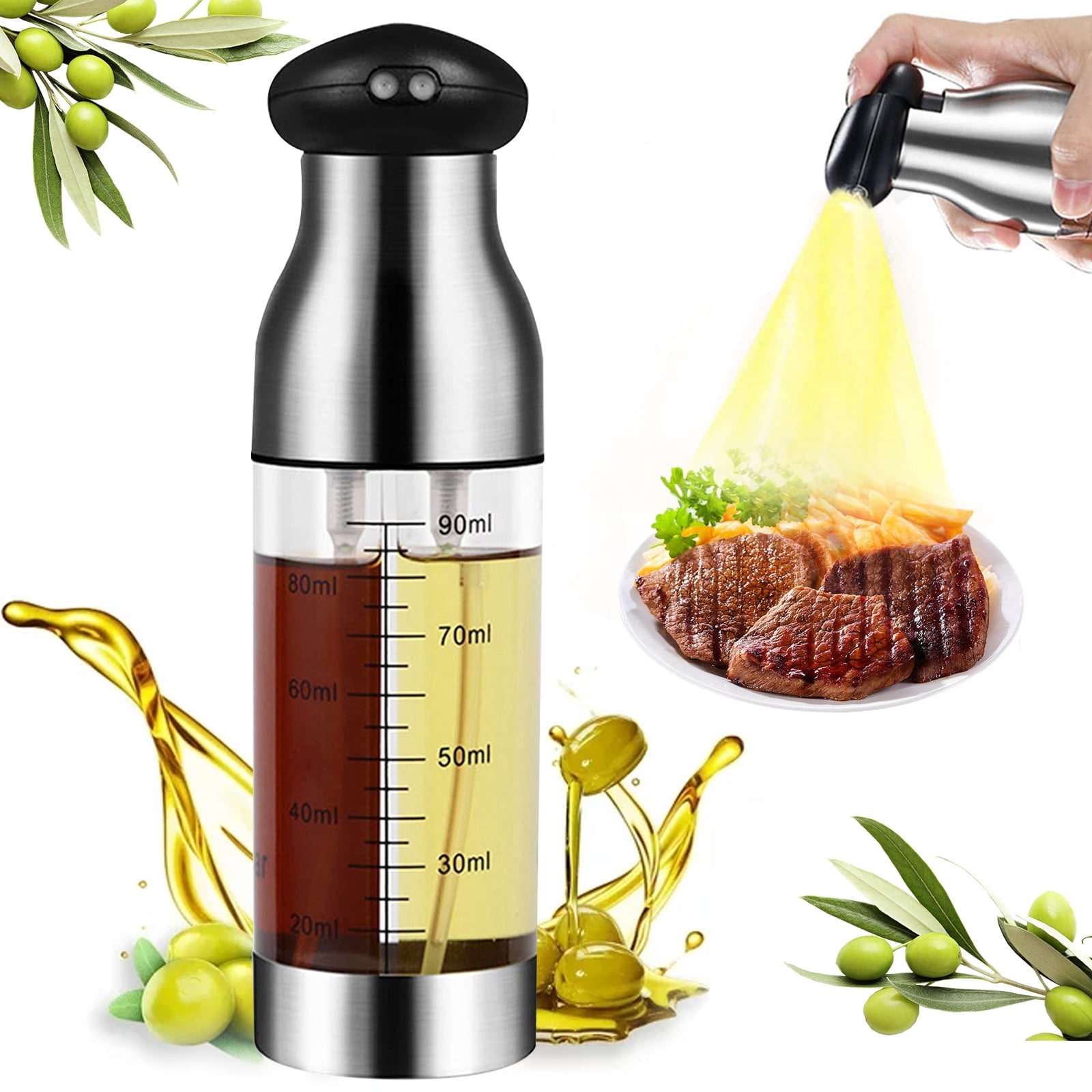 Grencareu Dual-Chamber Oil and Vinegar Sprayer Bottle, 200ml, Multi ...