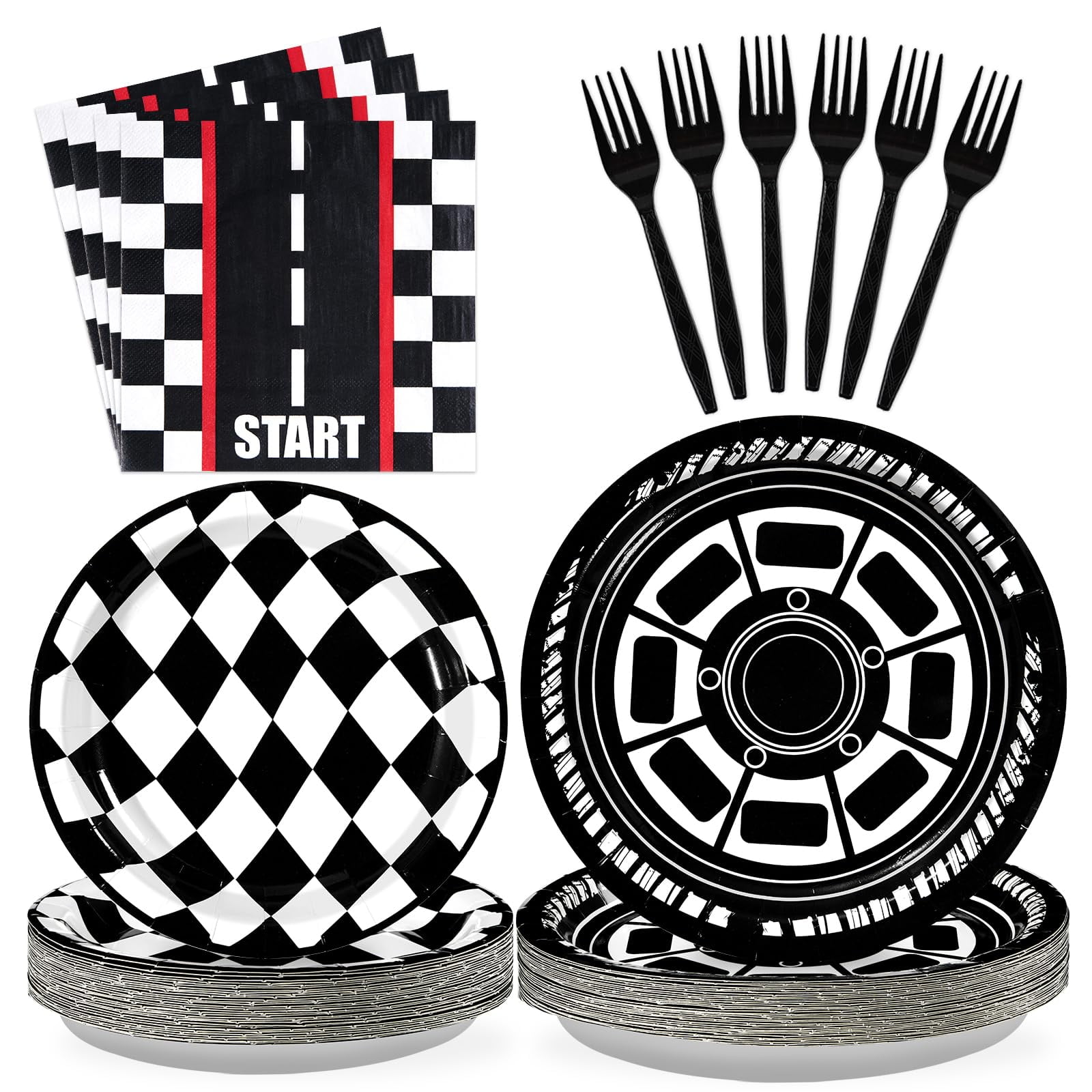 Grencian 200Pcs RaceITSC Car Birthday Party Decorations Race Car and ...