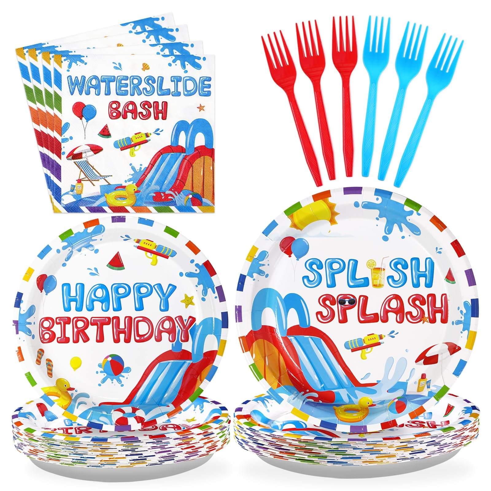 Grencian 96 Pcs Splish SSF20 Splash Birthday Decor Disposable Pool ...