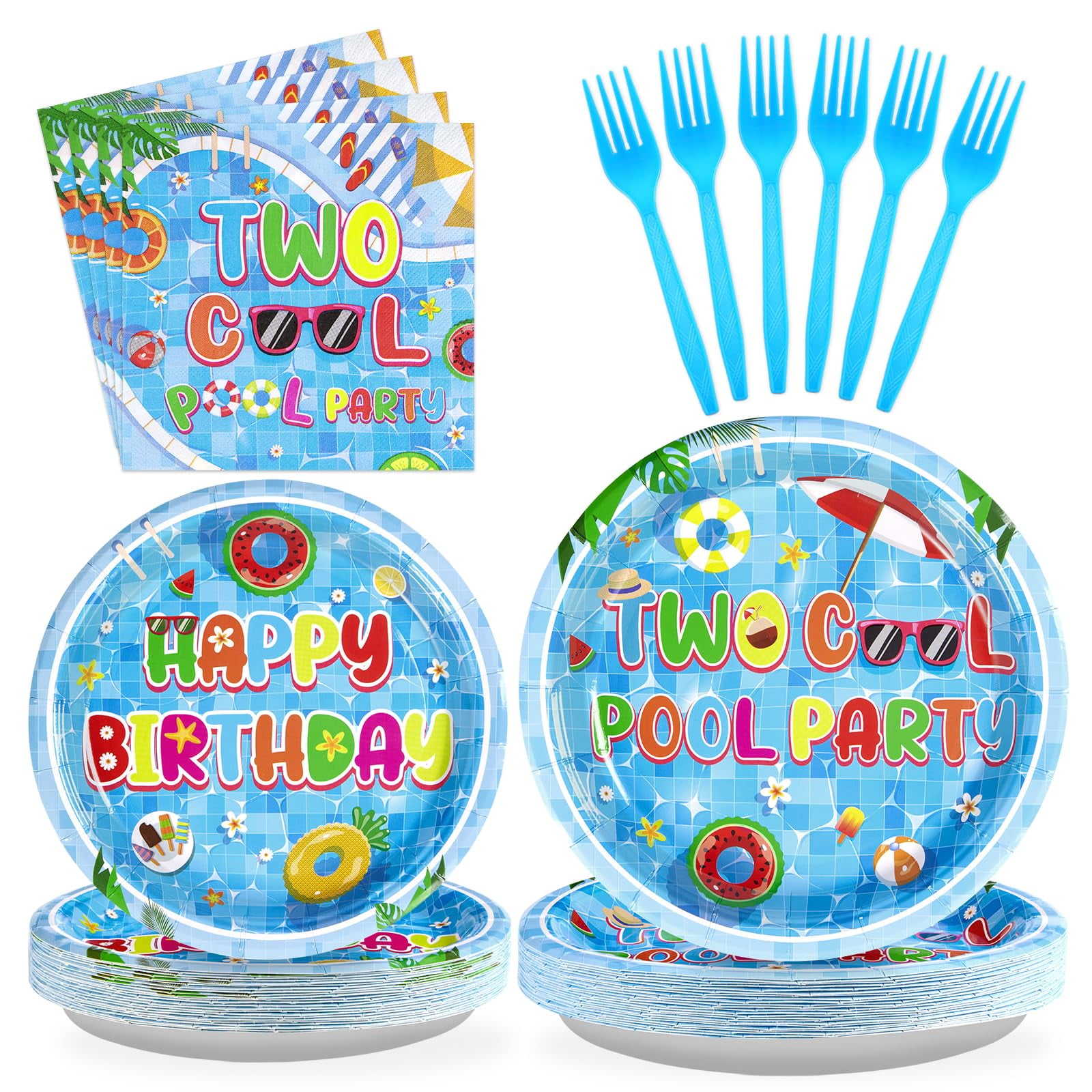 Grencian 96Pcs Cool Pool Birthday Party Decorations Cool Pool Party ...