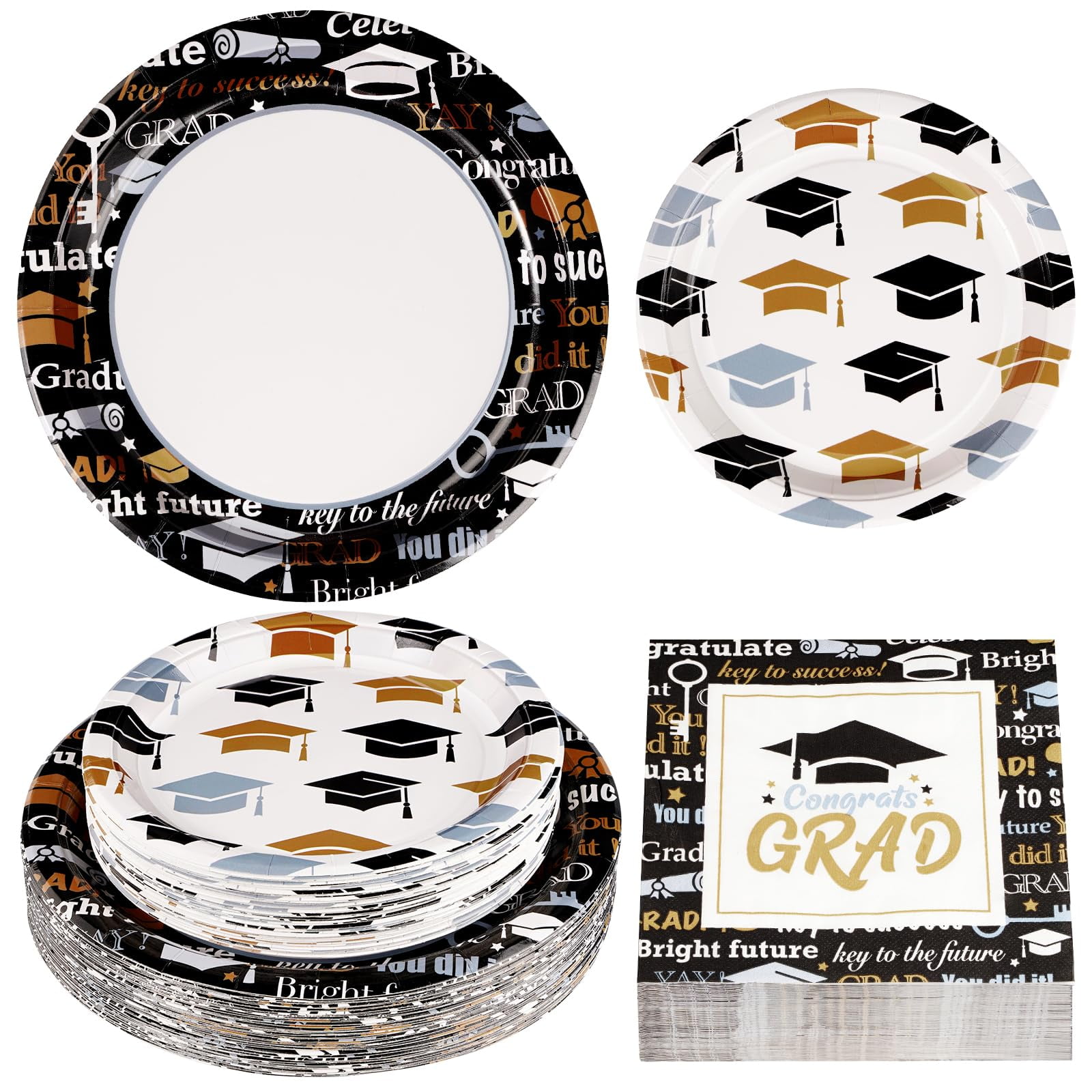 Grencian Graduation Decorations Class of 2025 AFN1200Pcs Black Gold ...