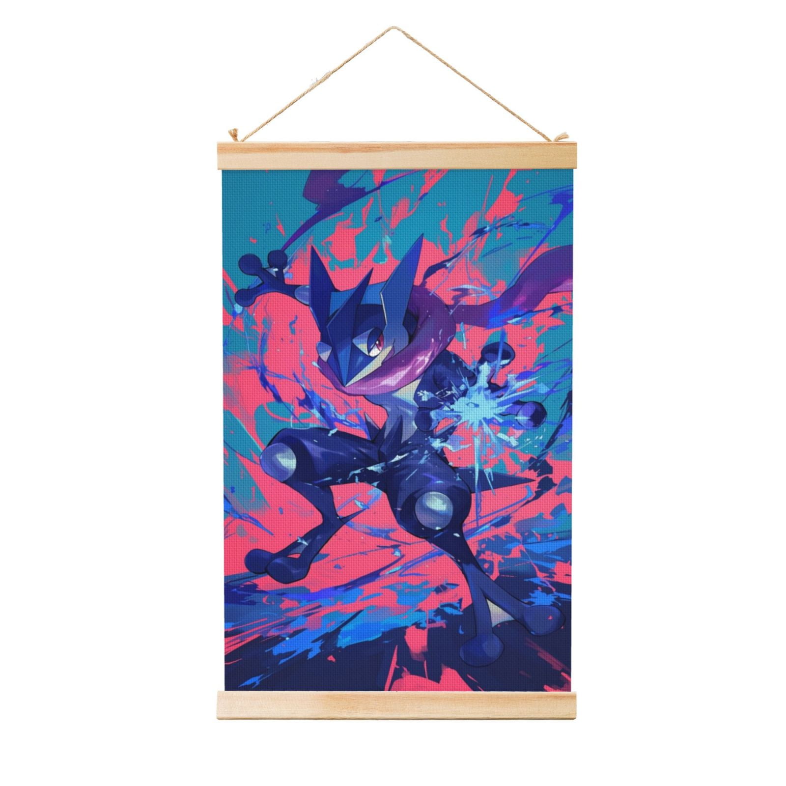 Greninja Poster Aesthetic Canvas Wooden Shaft Wall Art Hanging Hanger Frame Poster for Kids Room ...
