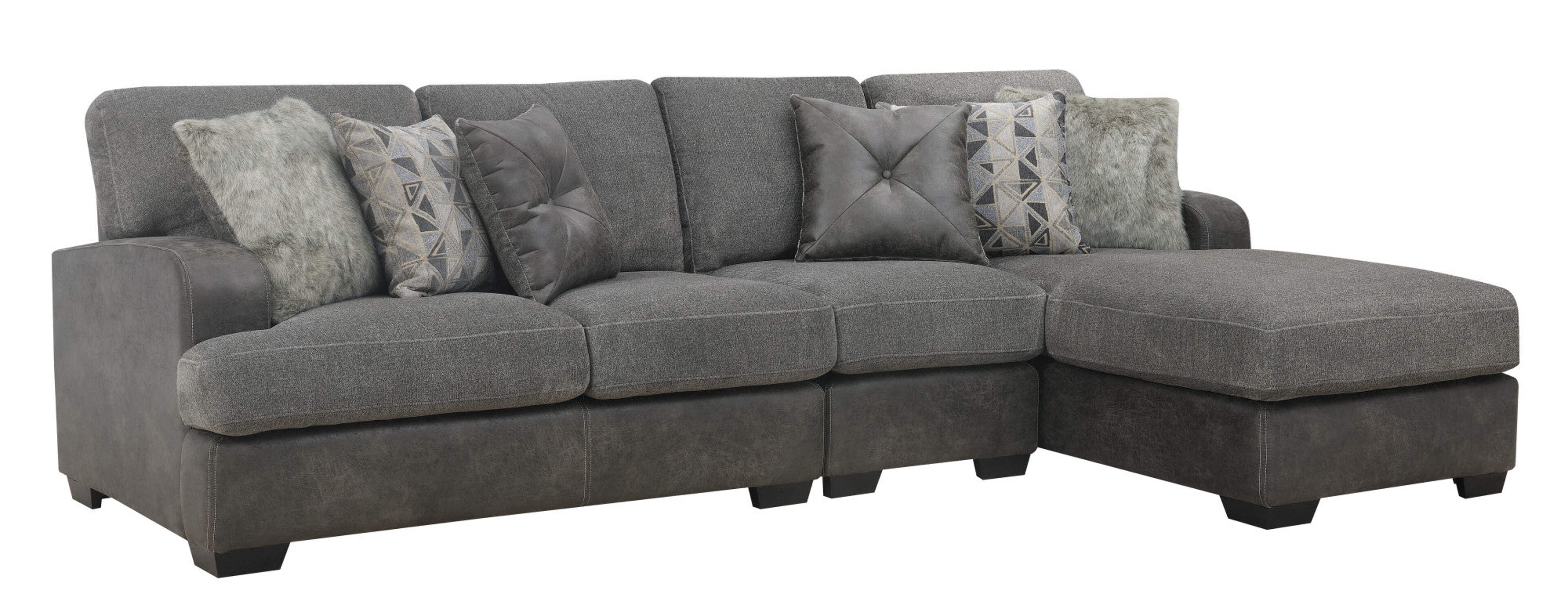 Grennburg Gray Modular 3 Piece Chaise Sectional Gray Foam Engineered ...
