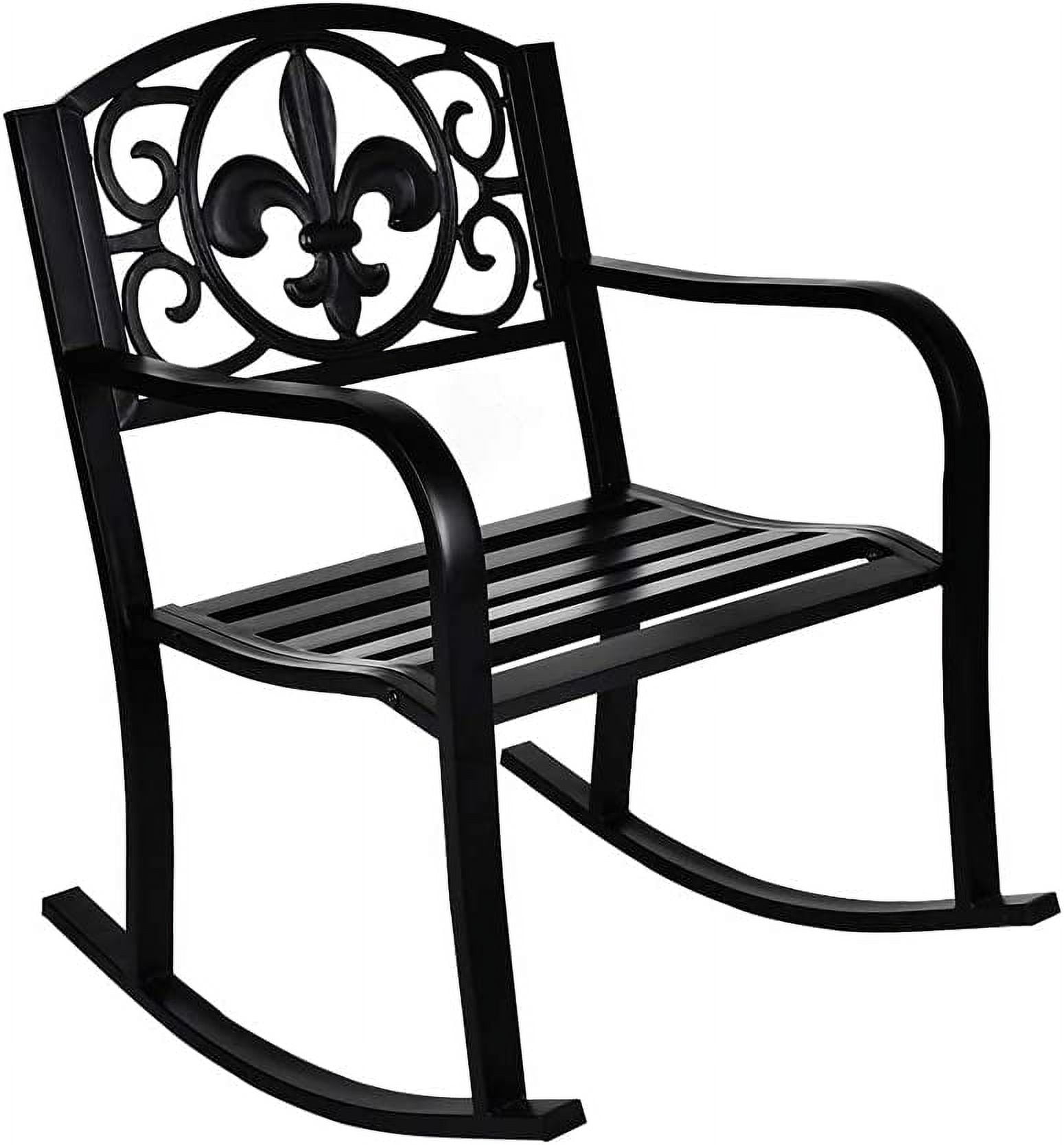 Grepatio Outdoor Patio Rocking Chair, Wrought Cast Iron Furniture Chair ...