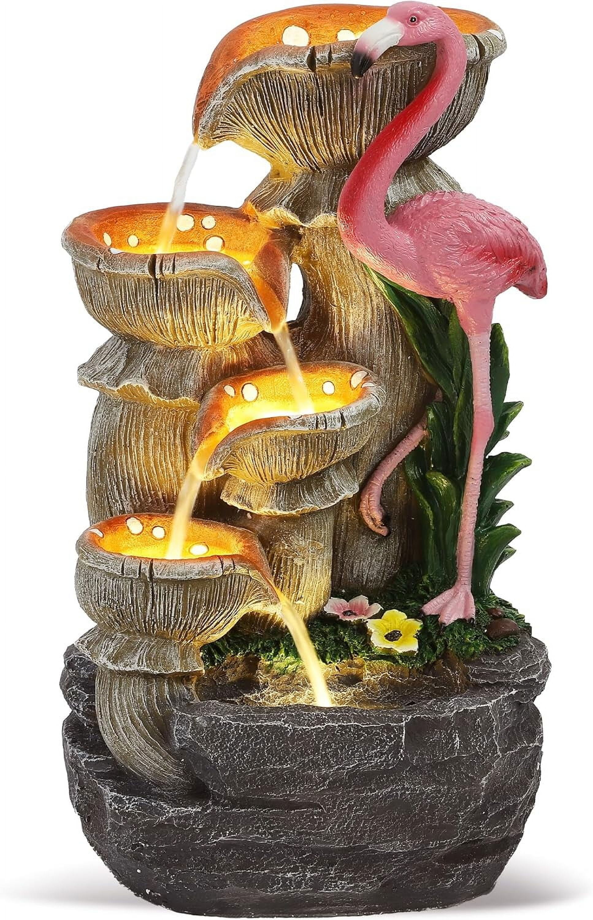 Grepatio Outdoor Water Fountain, 5 Tier Garden Waterfalls with 5 LED ...