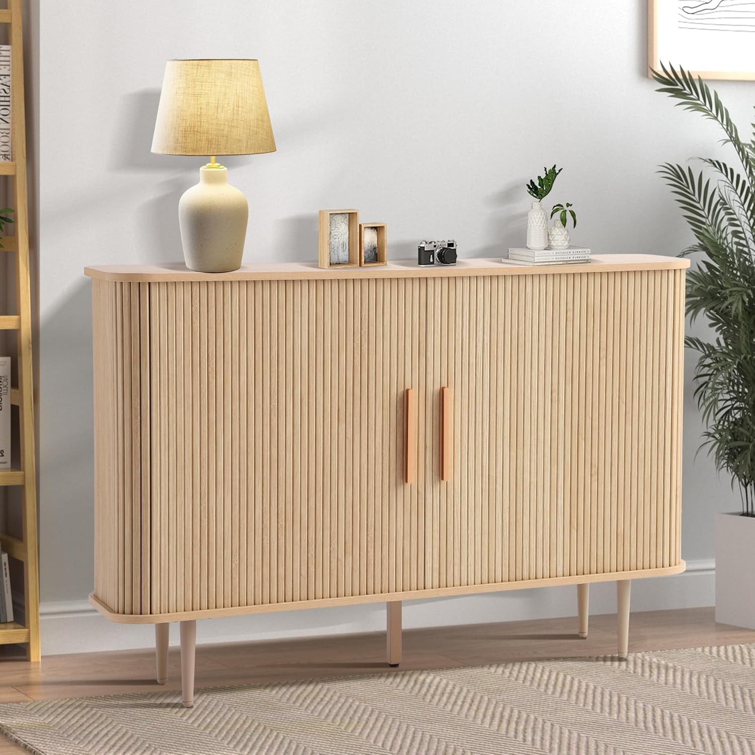 Grepatio Sideboard Buffer Cabinet with Storage, 47" Fluted Cabinet with ...