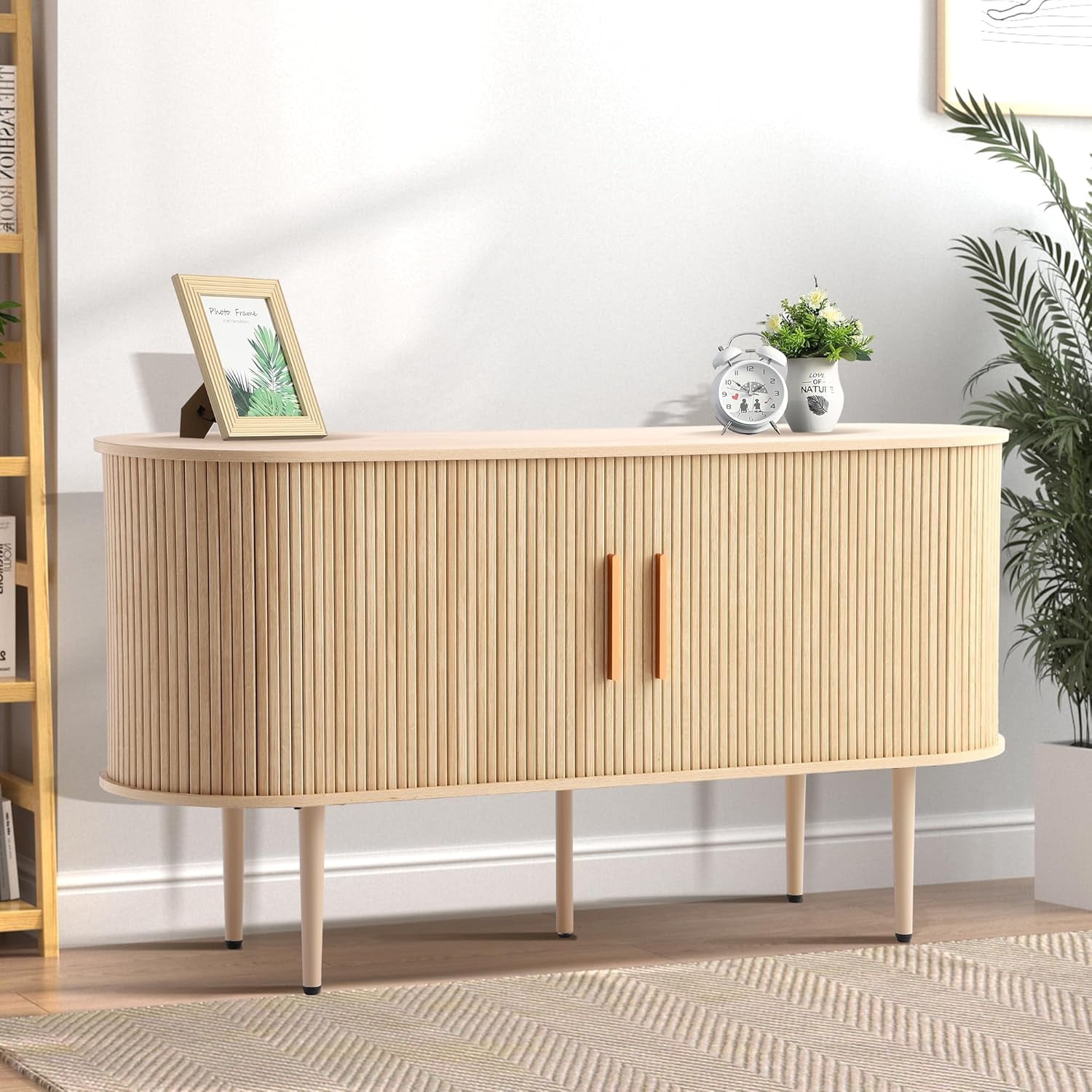Grepatio Sideboard Buffer Cabinet with Storage, 55" Tambour Credenza ...