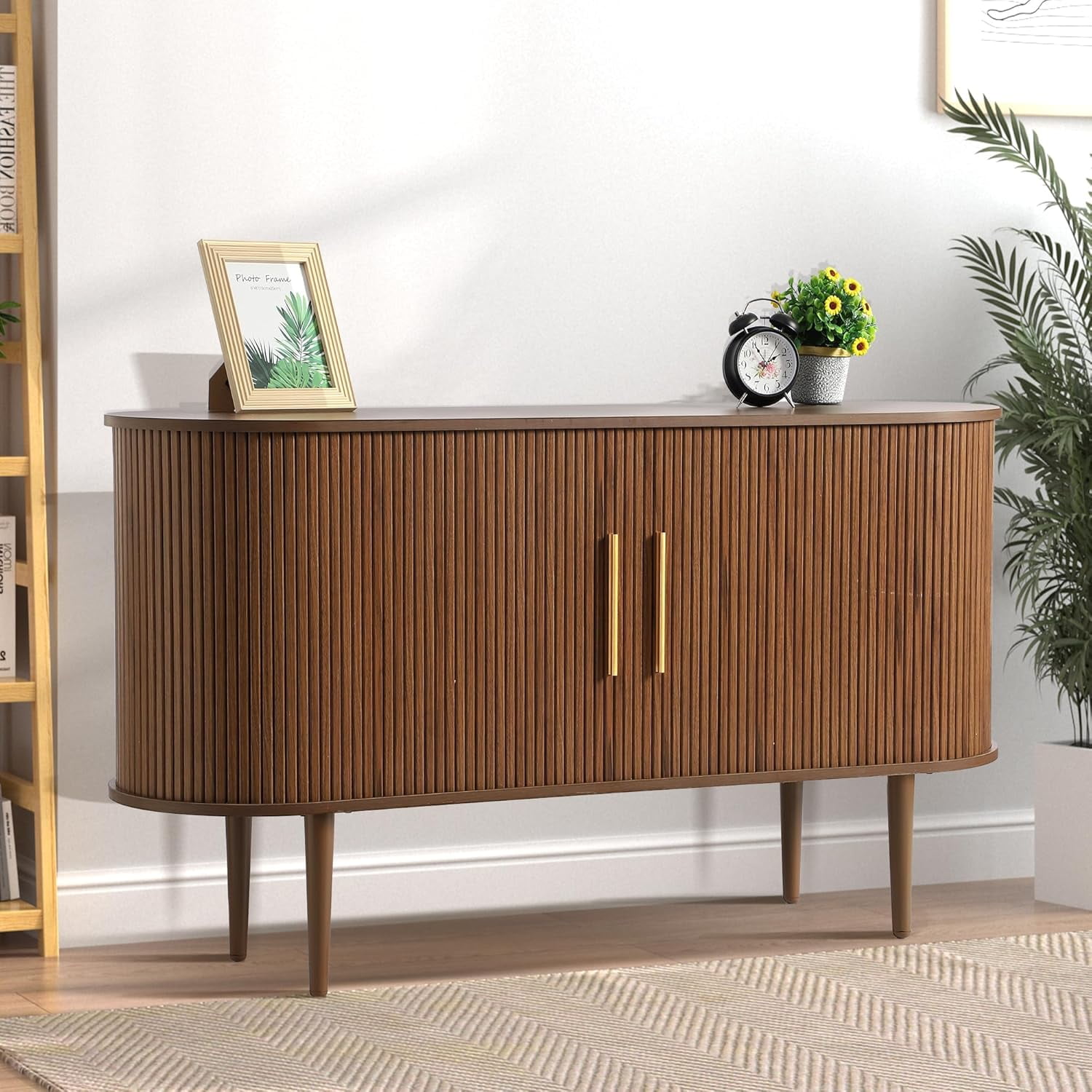 Grepatio Sideboard Buffet with Storage, 55" Tambour Credenza with ...