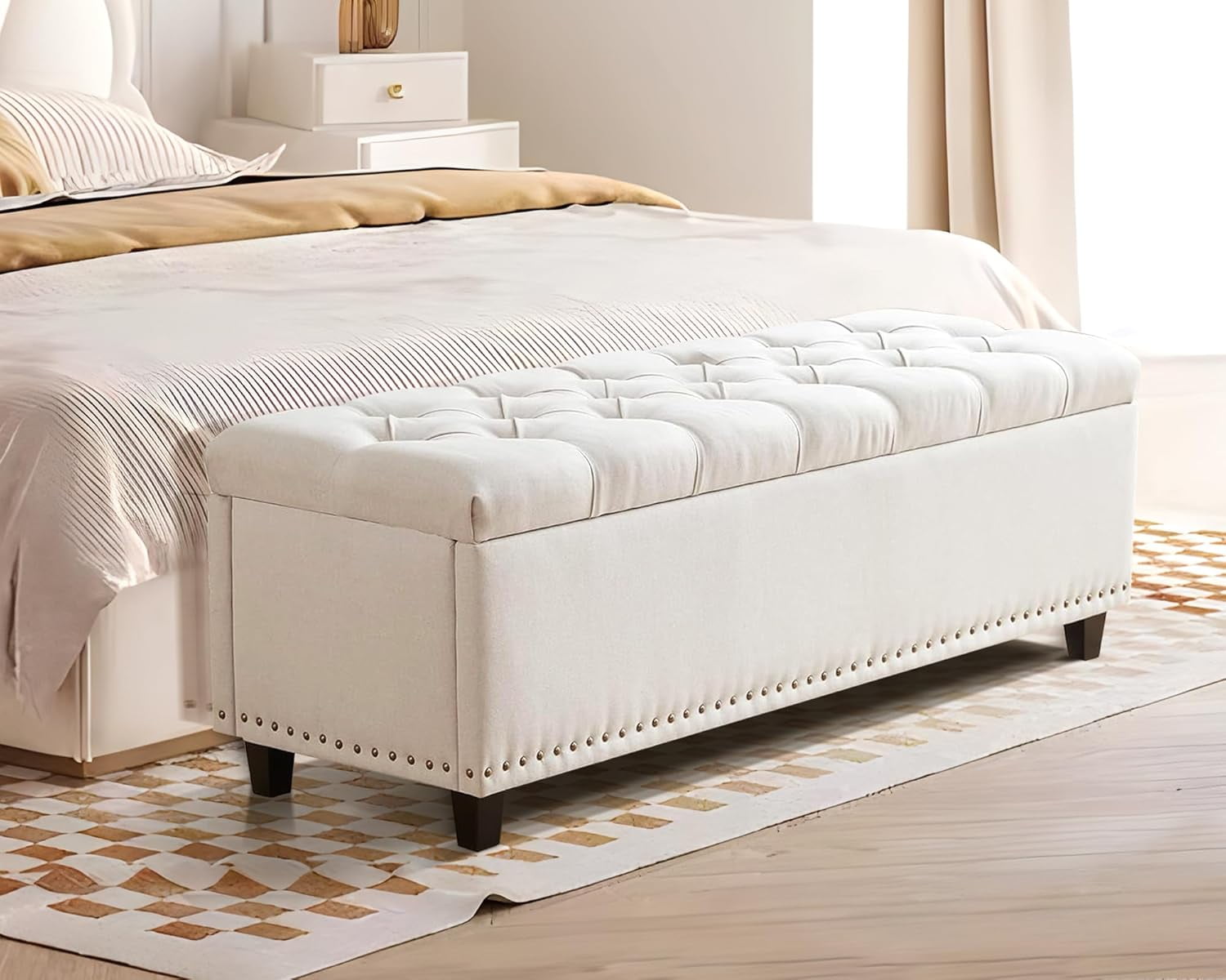 Grepatio Storage Ottoman Bench for Bedroom - 51" Tufted End of Bed ...