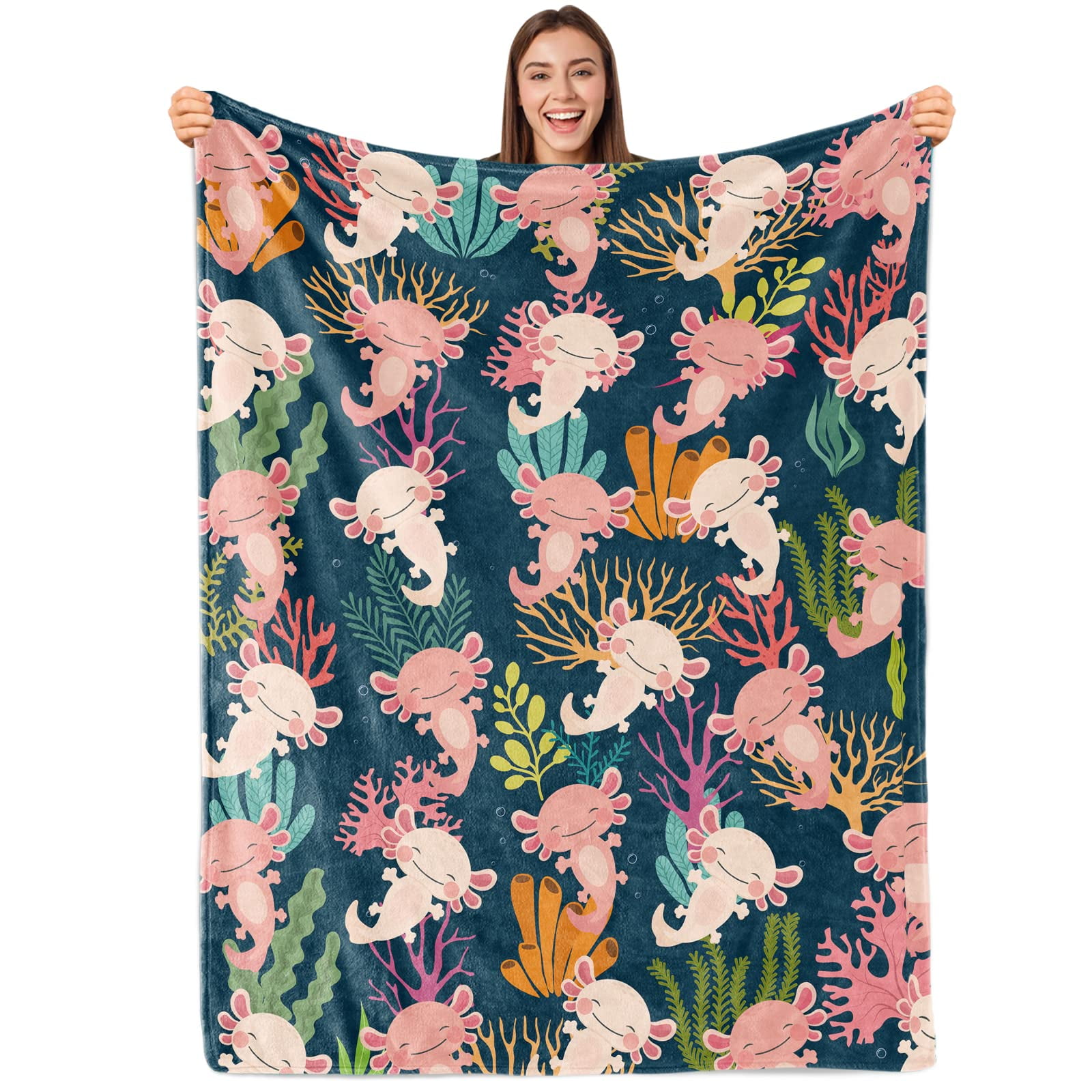 Gresahom Axolotl Blanket Gift for Adults and Kids Family Animal Axolotl ...