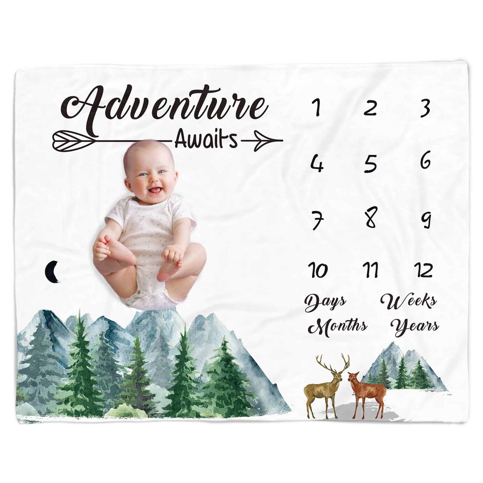 Gresahom Baby Milestone Blanket for Boy Girl, Baby Monthly Milestone ...