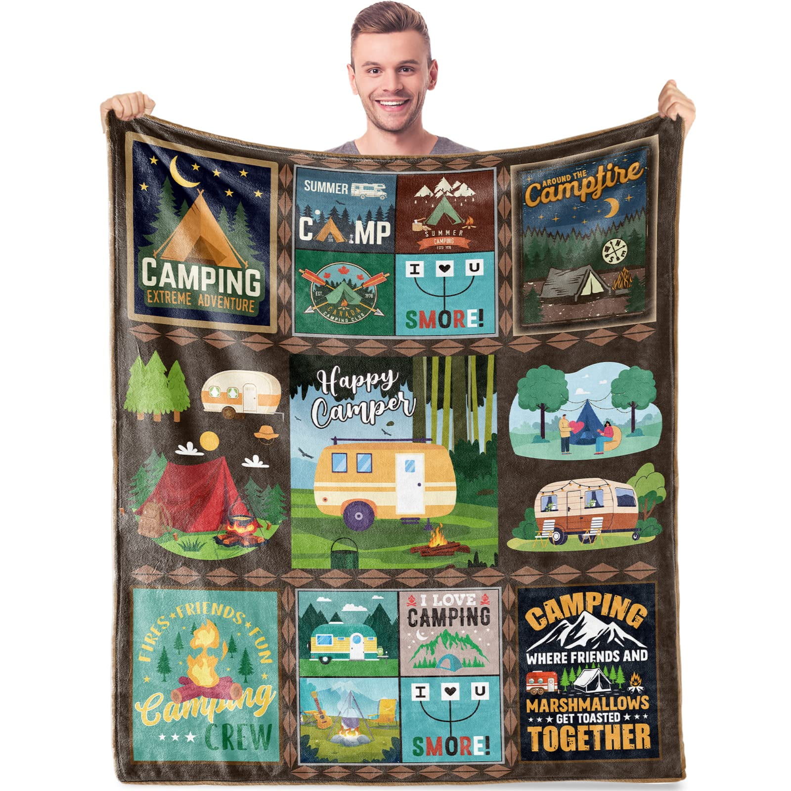 Gresahom Camping Throw Blanket, Camping Lovers Gift for Men or Woman ...