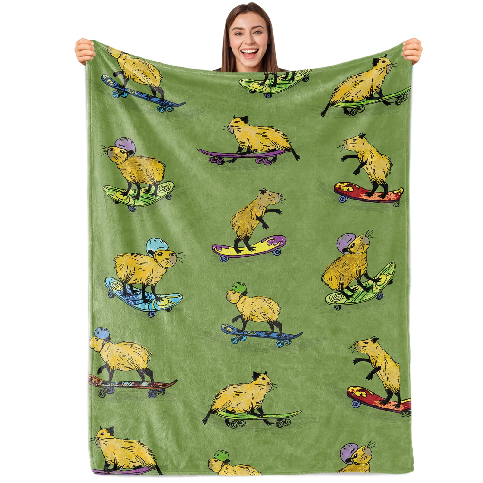Gresahom Capybaras Blanket Gift for Adults and Kids Family Animal ...