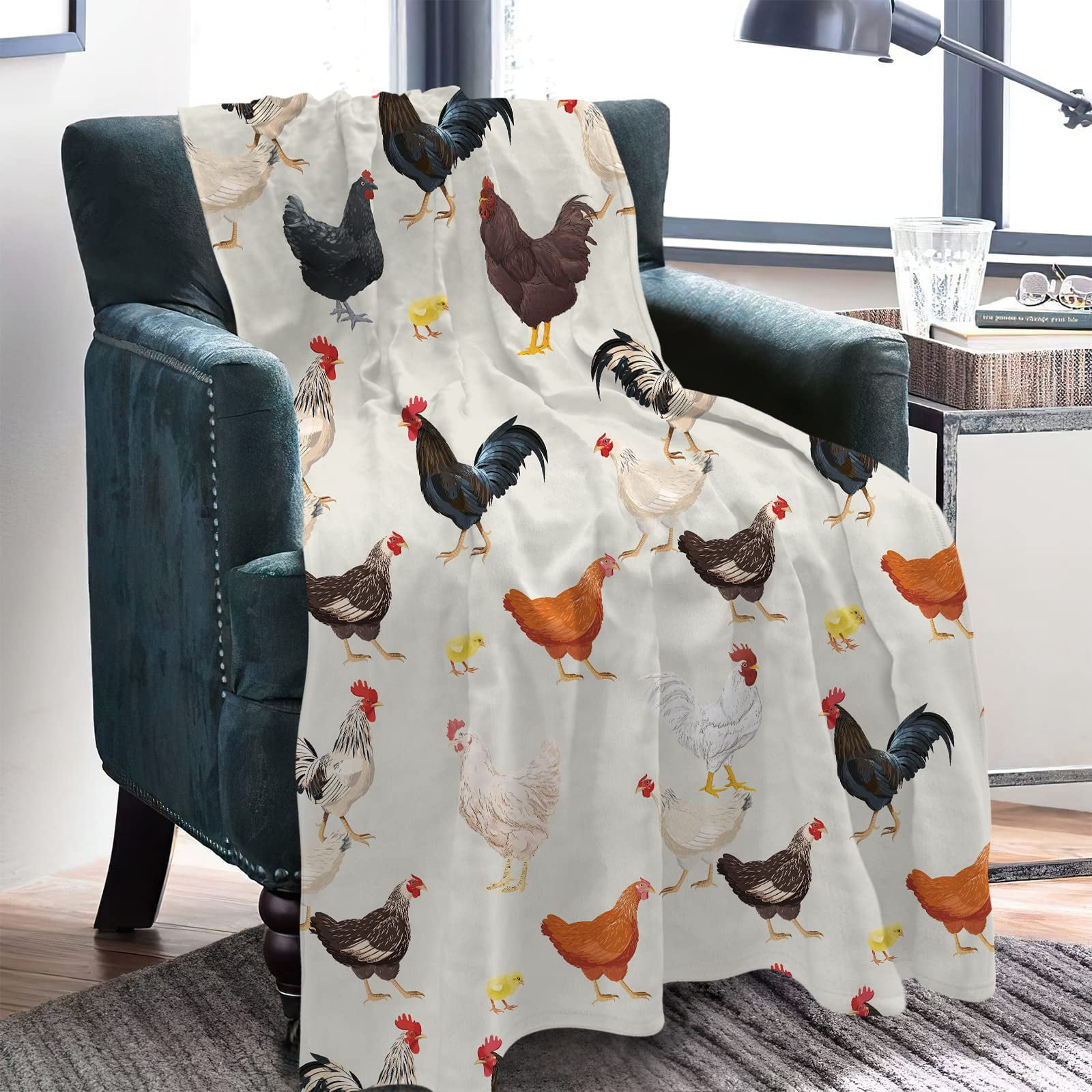 Gresahom Cute Chicken Printed Blanket, Lightweight Cozy Soft Flannel ...