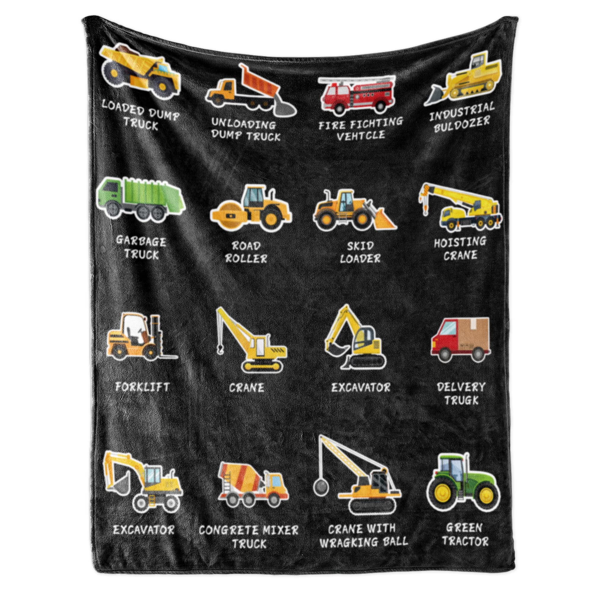 Gresahom Excavator Blanket Construction Truck Blanket Boys for Kids ...