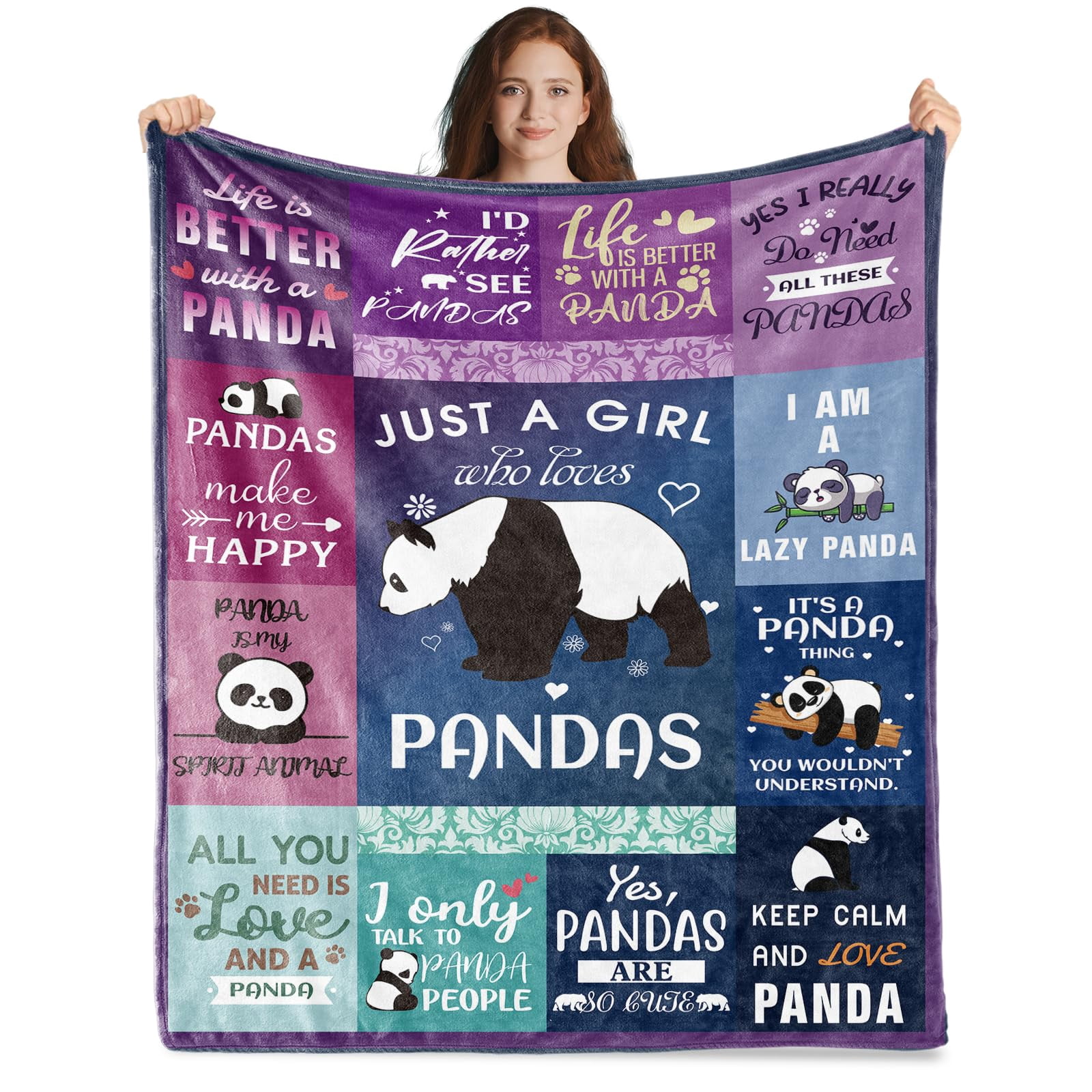 Gresahom Panda Throw Blanket Panda Gift Girls, Panda Lover Gifts, Just ...