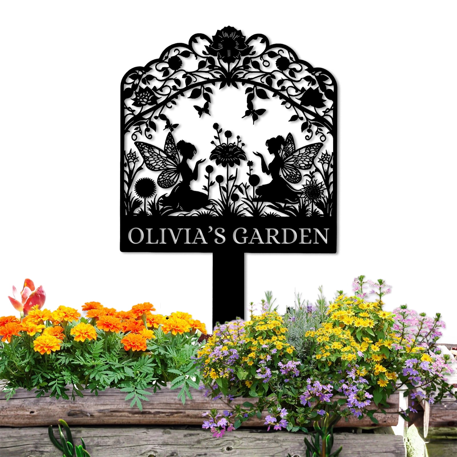 Gresahom , Personalized Fairy Garden Sign Custom Metal Fairy Garden ...