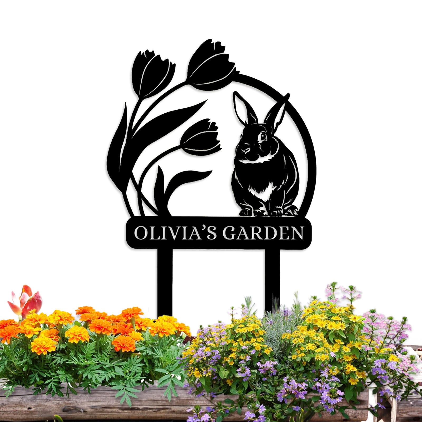 Gresahom Personalized Garden Signs Custom Rabbit Metal Garden Sign ...