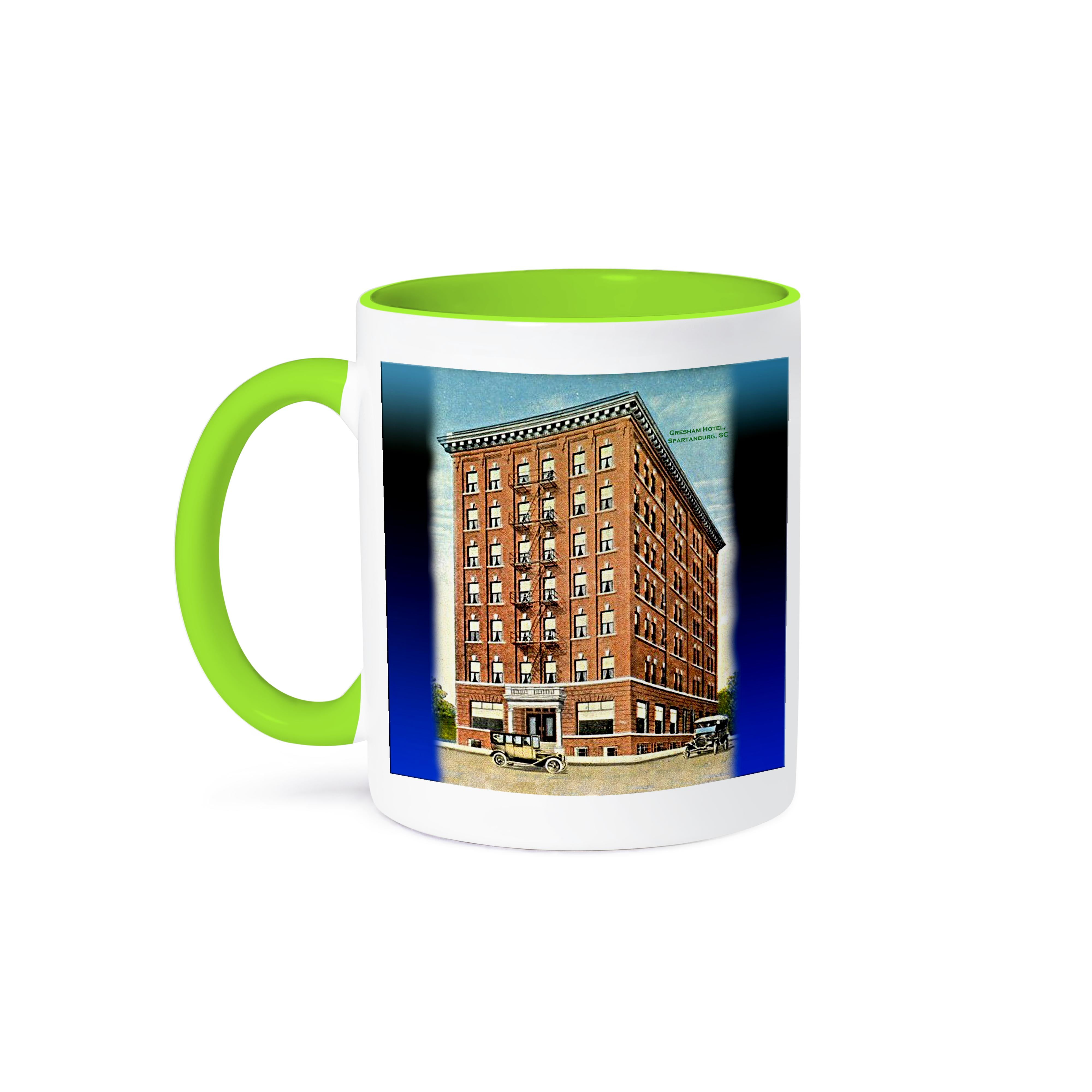 3dRose, Gresham Hotel, Spartanburg, SC (Vintage 1912), 11oz Two-Tone ...