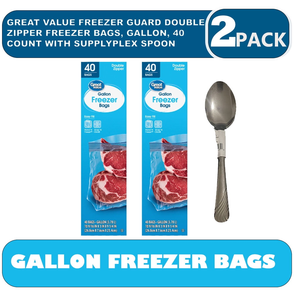 Gret Value Freezer Guard Double Zipper Freezer Bags, Gallon, 40 Count ...
