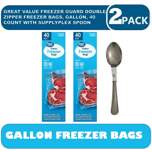 Gret Value Freezer Guard Double Zipper Freezer Bags, Gallon, 40 Count ...