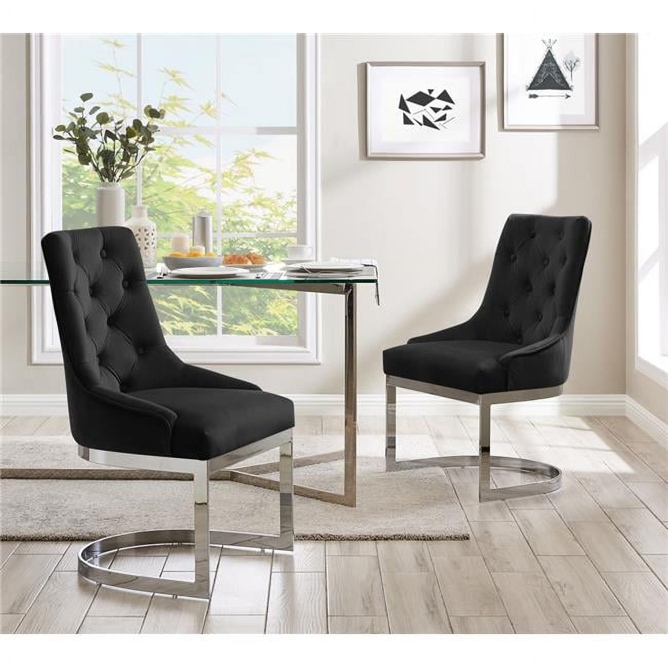 Greta Dining Side Accent Chair with Button Tufted Velvet Upholstery ...