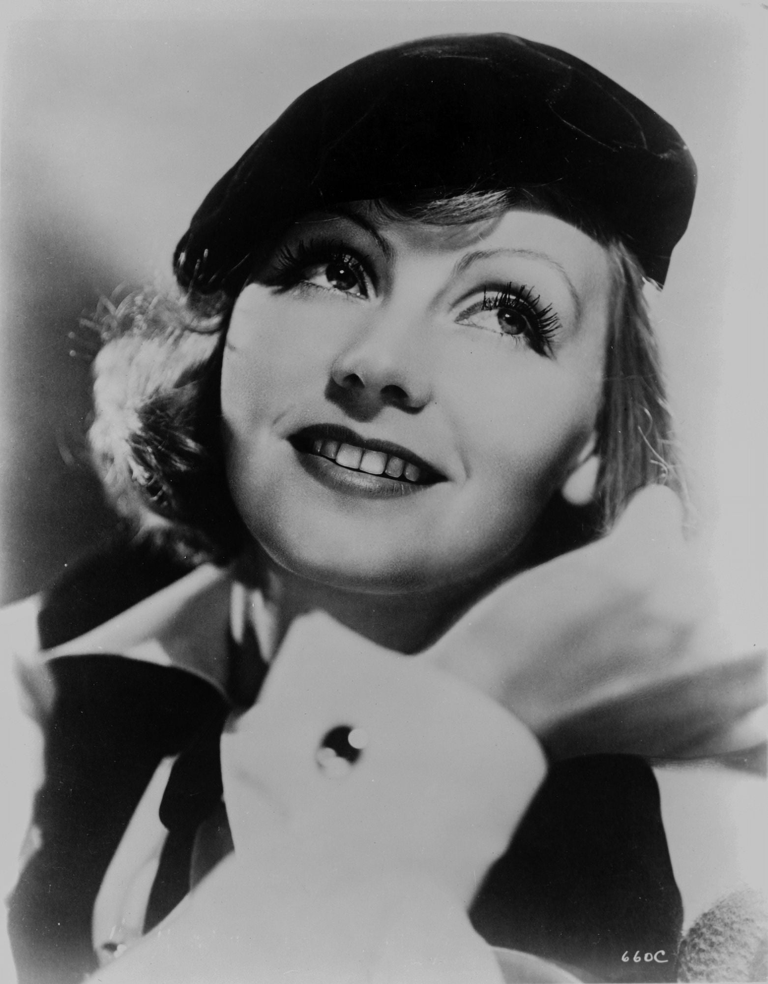 Greta Garbo Posed smiling in Black Cap Photo Print (24 x 30) - Walmart.com