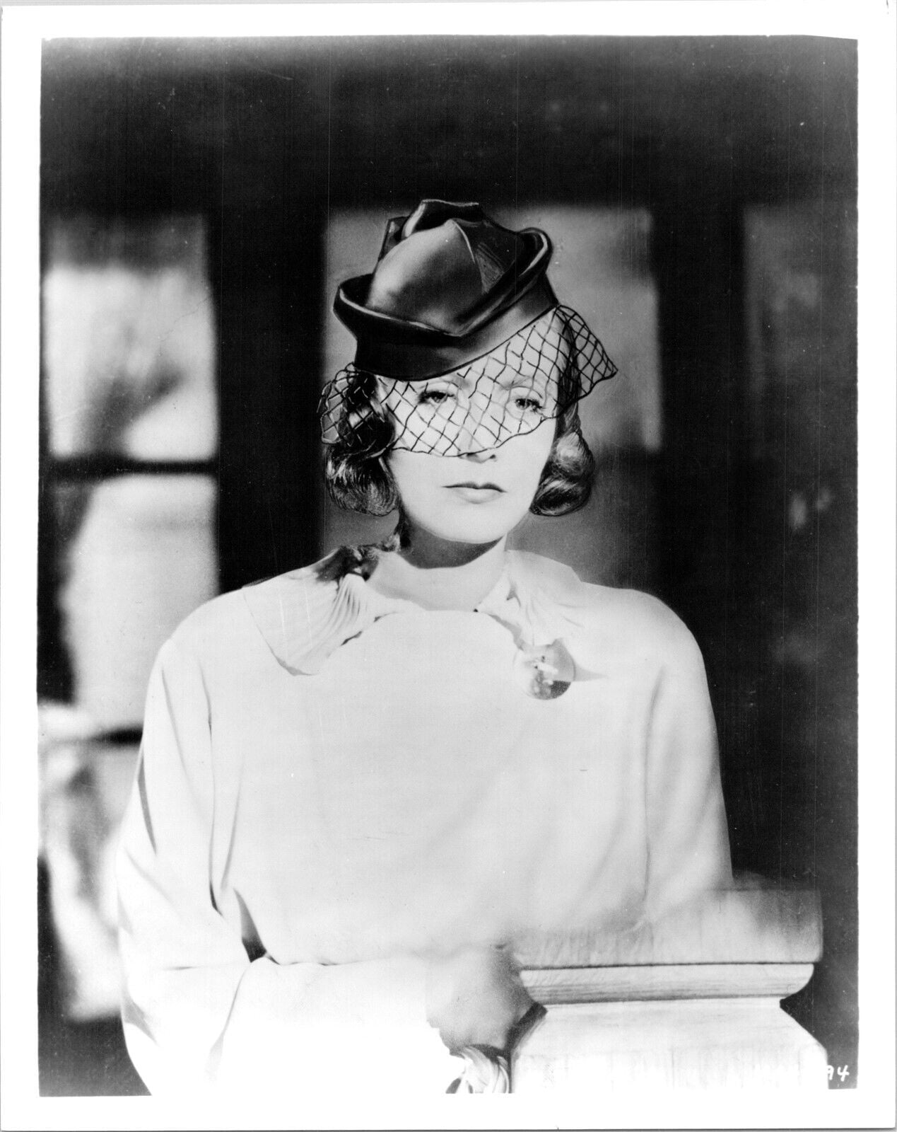 Greta Garbo classic portrait wearing hat with small veil 8x10 inch ...
