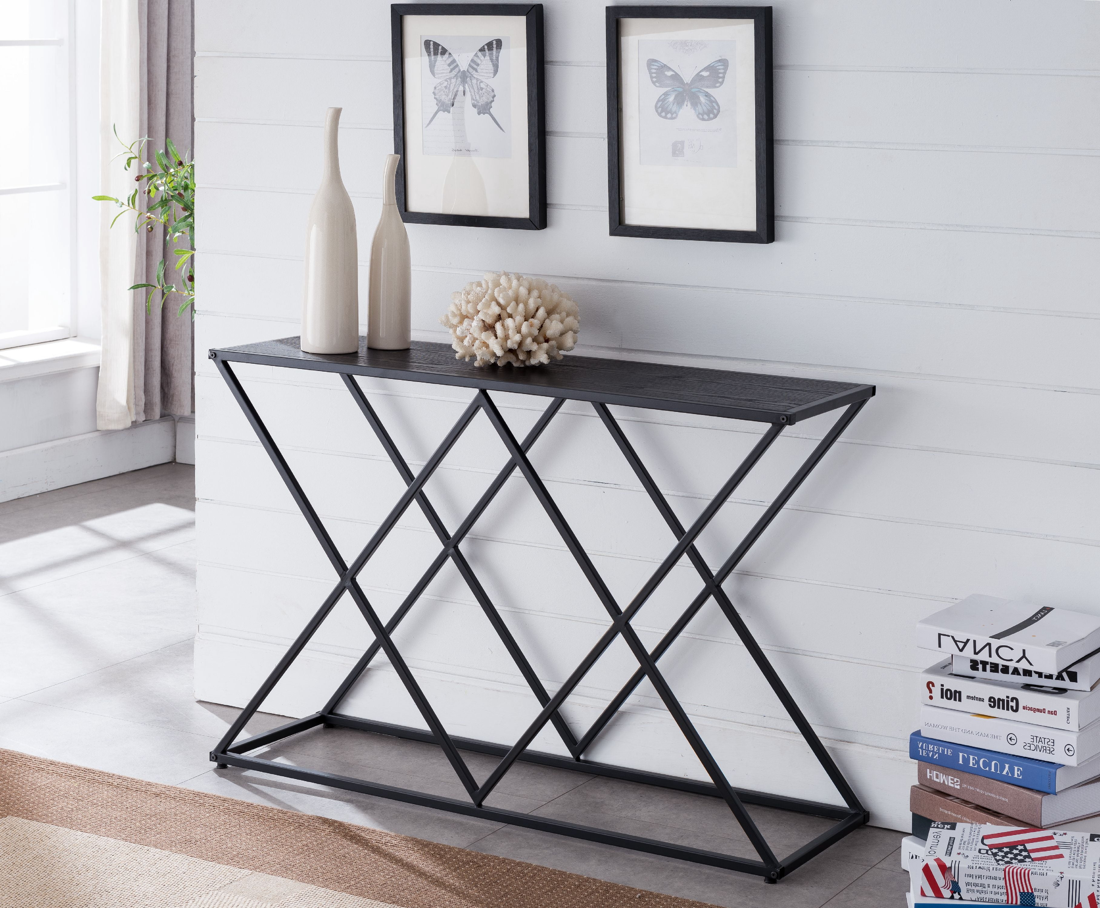 Greta Modern Occasional Entryway Console Sofa Display Table (Black ...